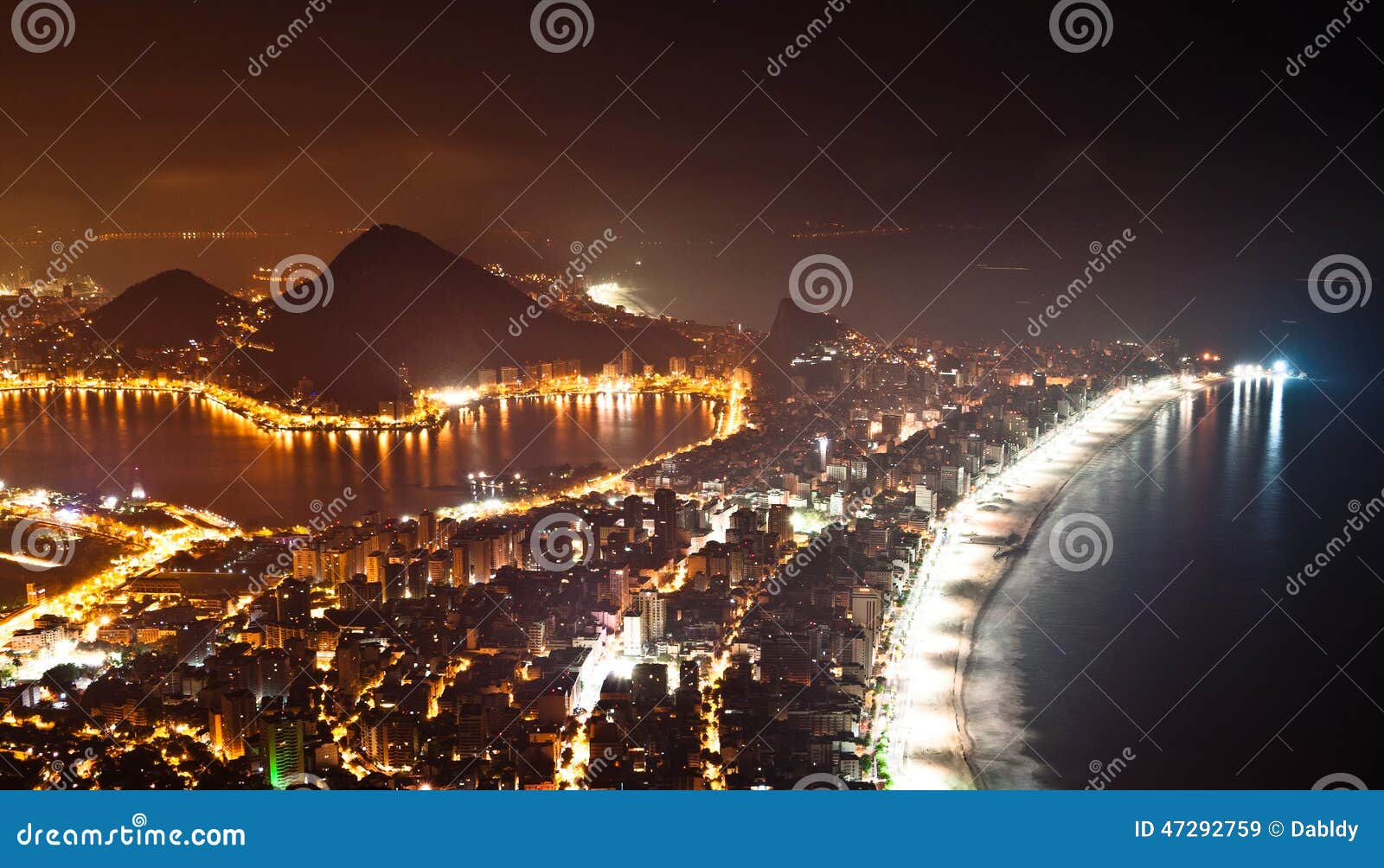 Rio de Janeiro at Night stock image. Image of carioca - 47292759