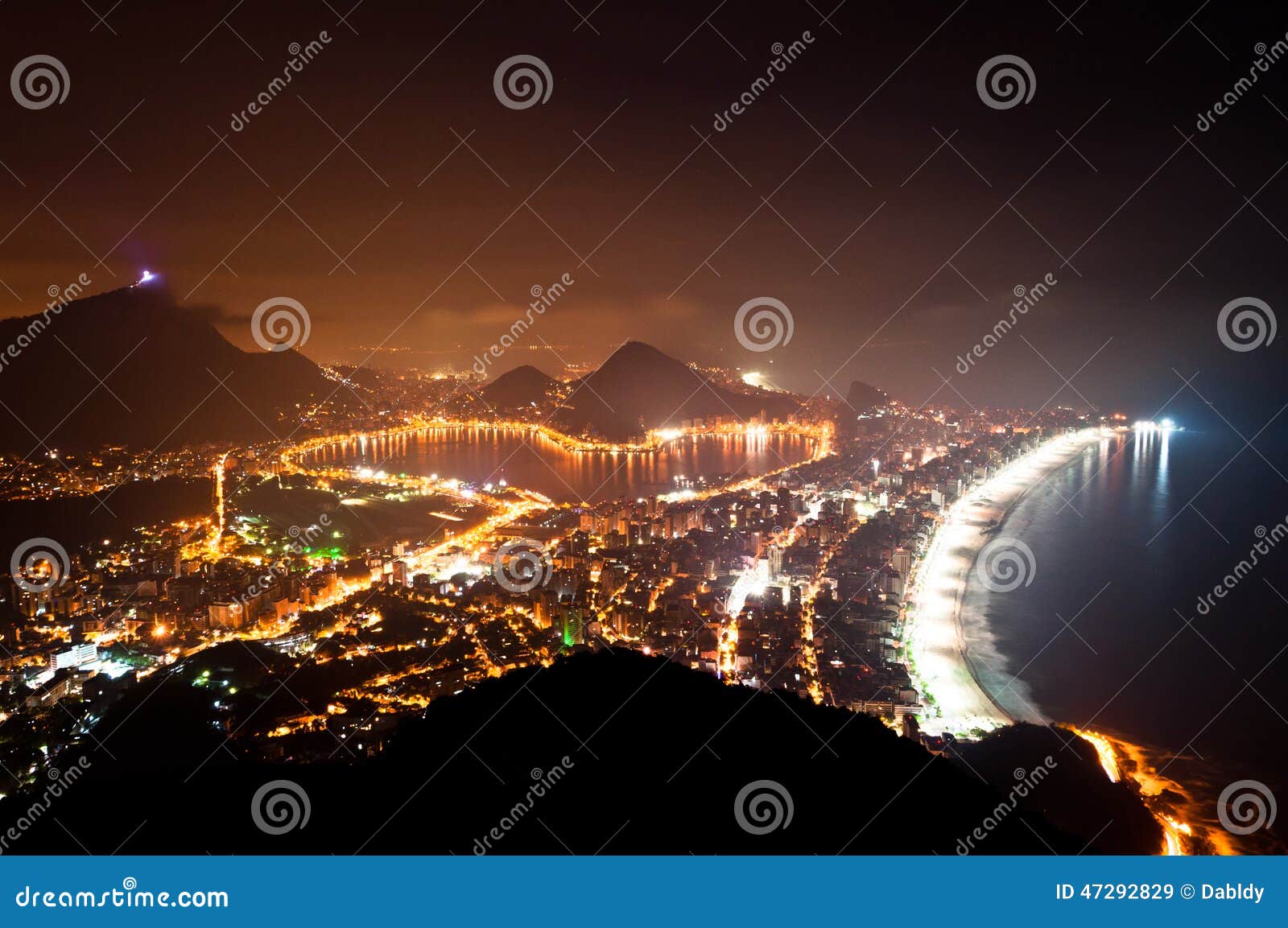 Rio de Janeiro at Night stock image. Image of international - 47292829