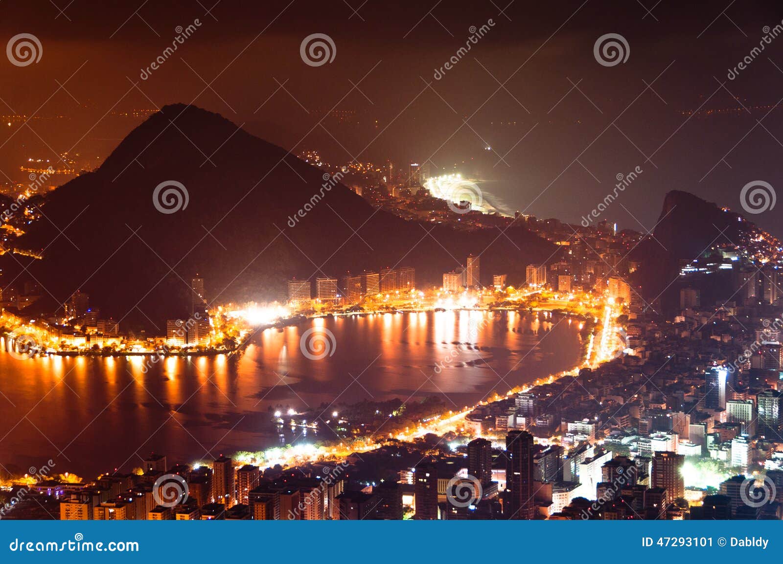 Rio de Janeiro at Night stock image. Image of guanabara - 47293101