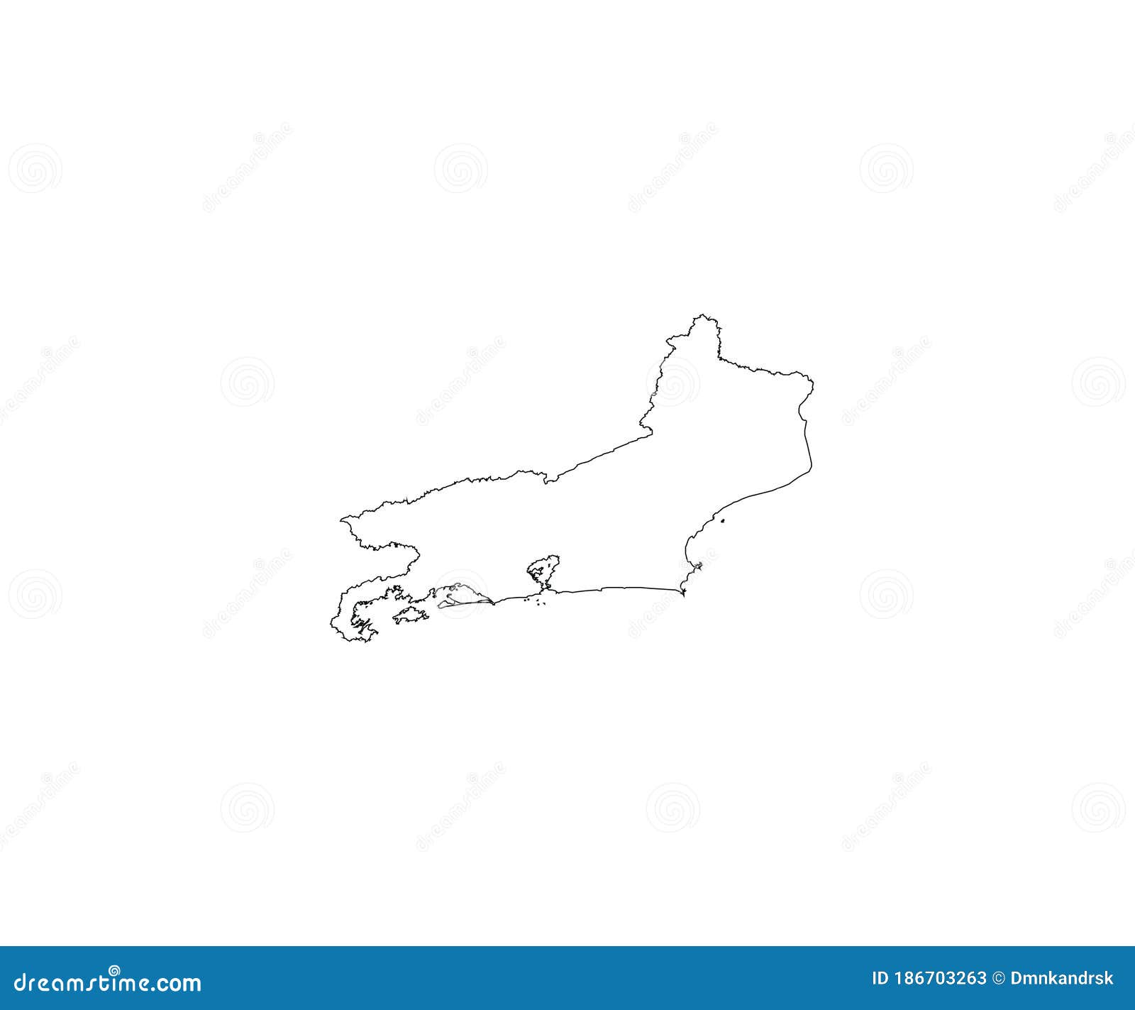 Rio De Janeiro Outline Map Brazil State Region Stock Vector ...