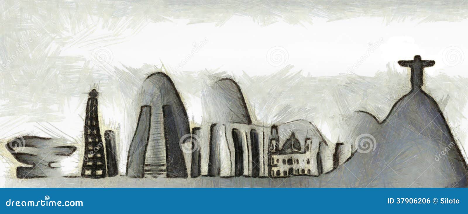 Rio de Janeiro skyline editorial photo. Illustration of goal - 37906206