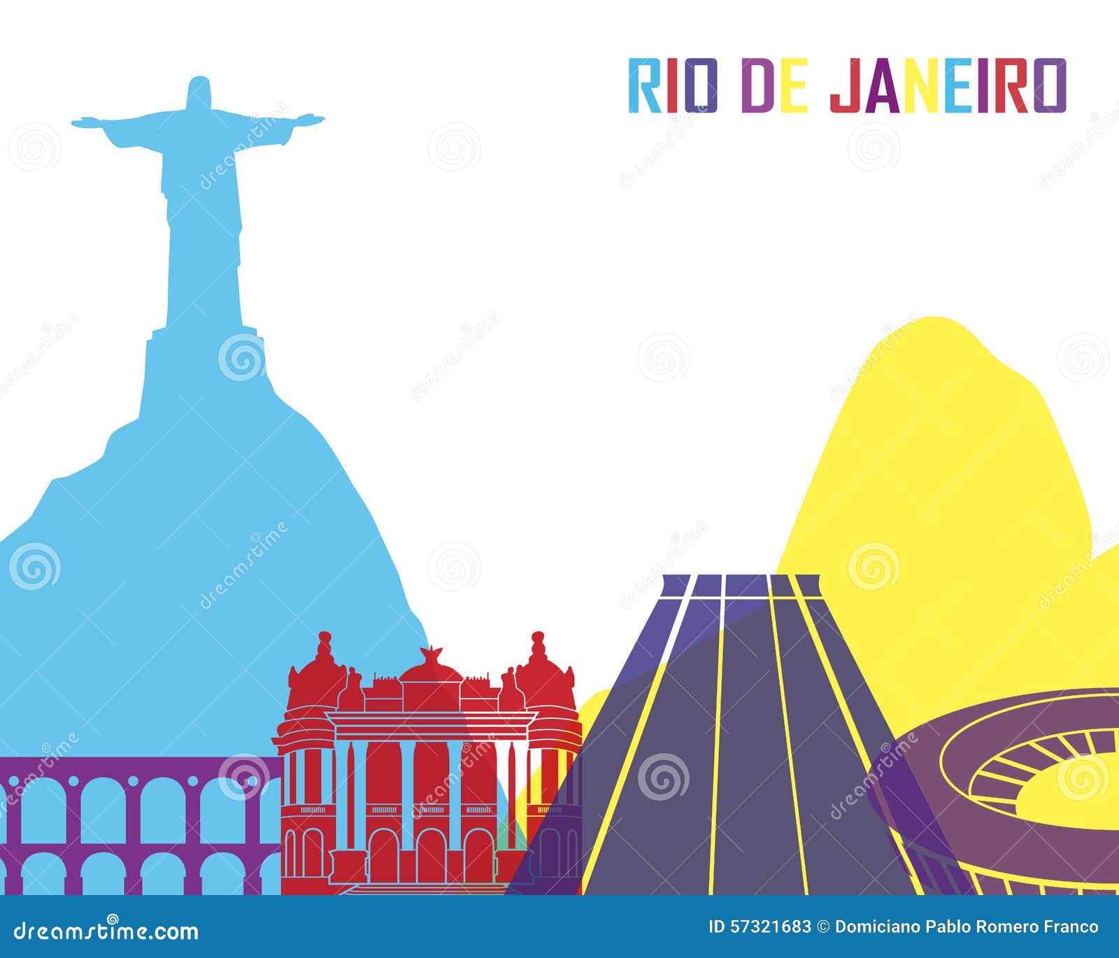 Rio de Janeiro skyline pop stock vector. Image of monuments - 57321683