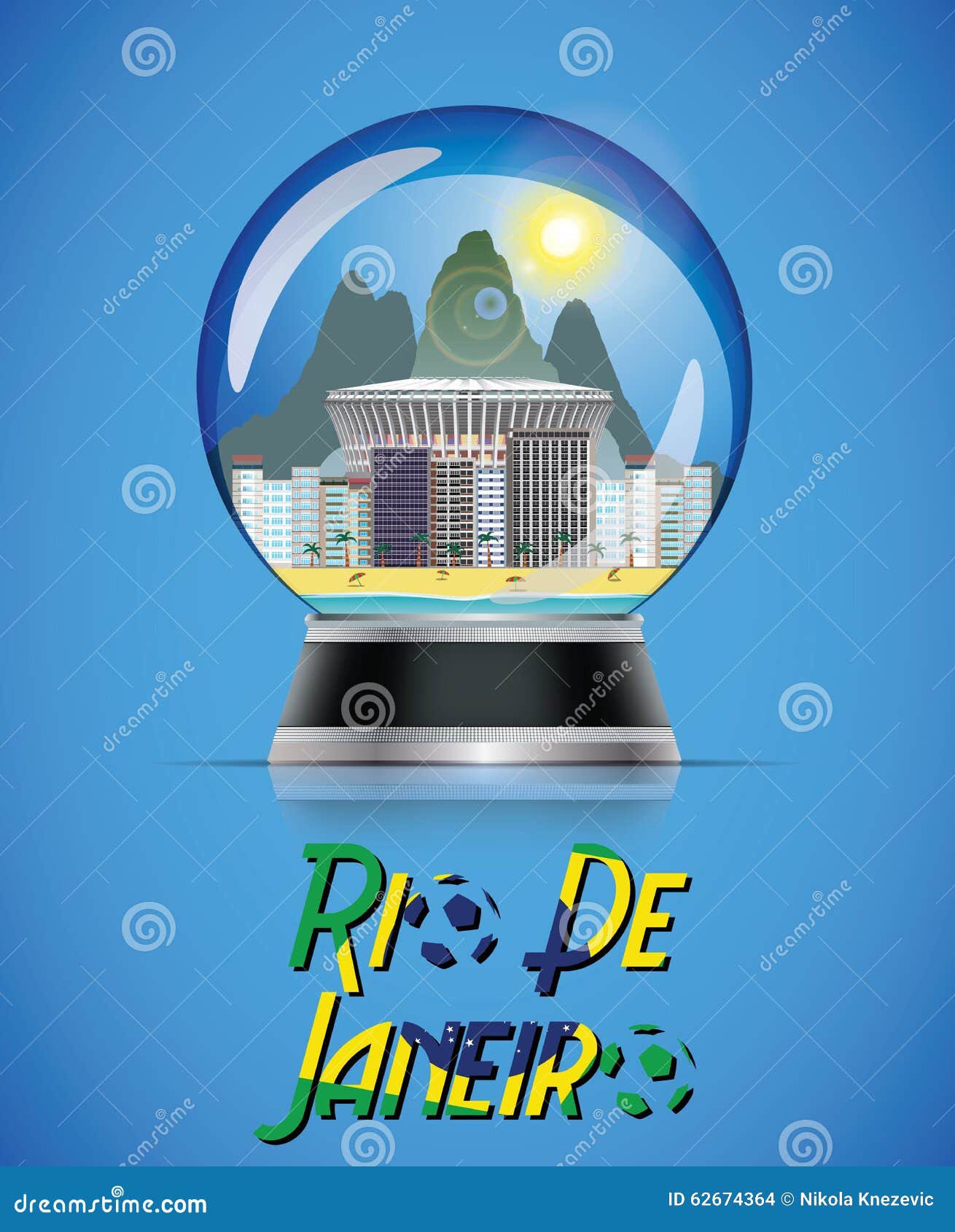 Rio De Janeiro snow globe stock illustration. Illustration of place ...