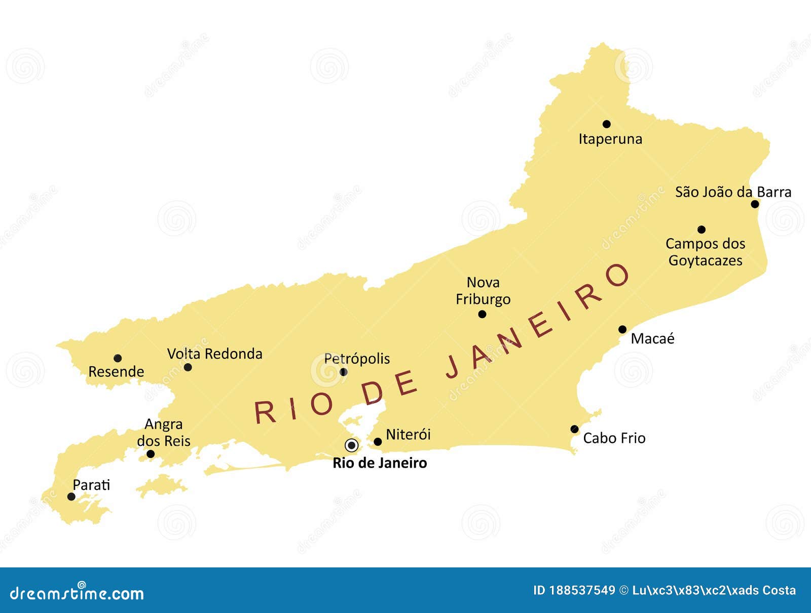 Rio De Janeiro State Cities Map Stock Illustration - Illustration of ...