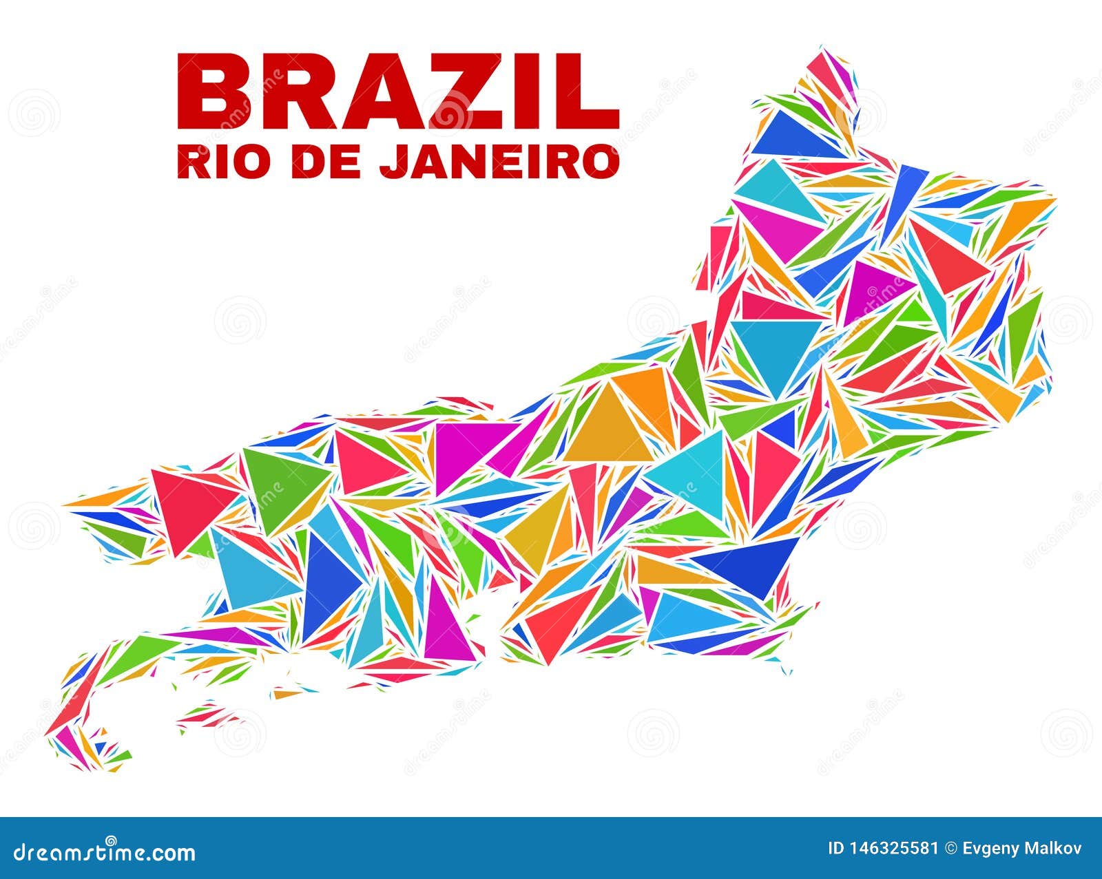Rio De Janeiro State Map - Mosaic of Color Triangles Stock Vector ...
