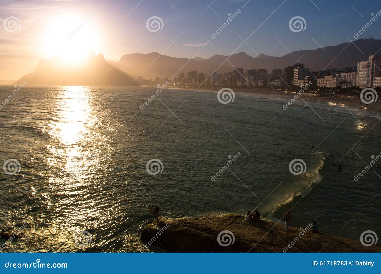 Rio de Janeiro Sunset stock image. Image of mountain - 61718783