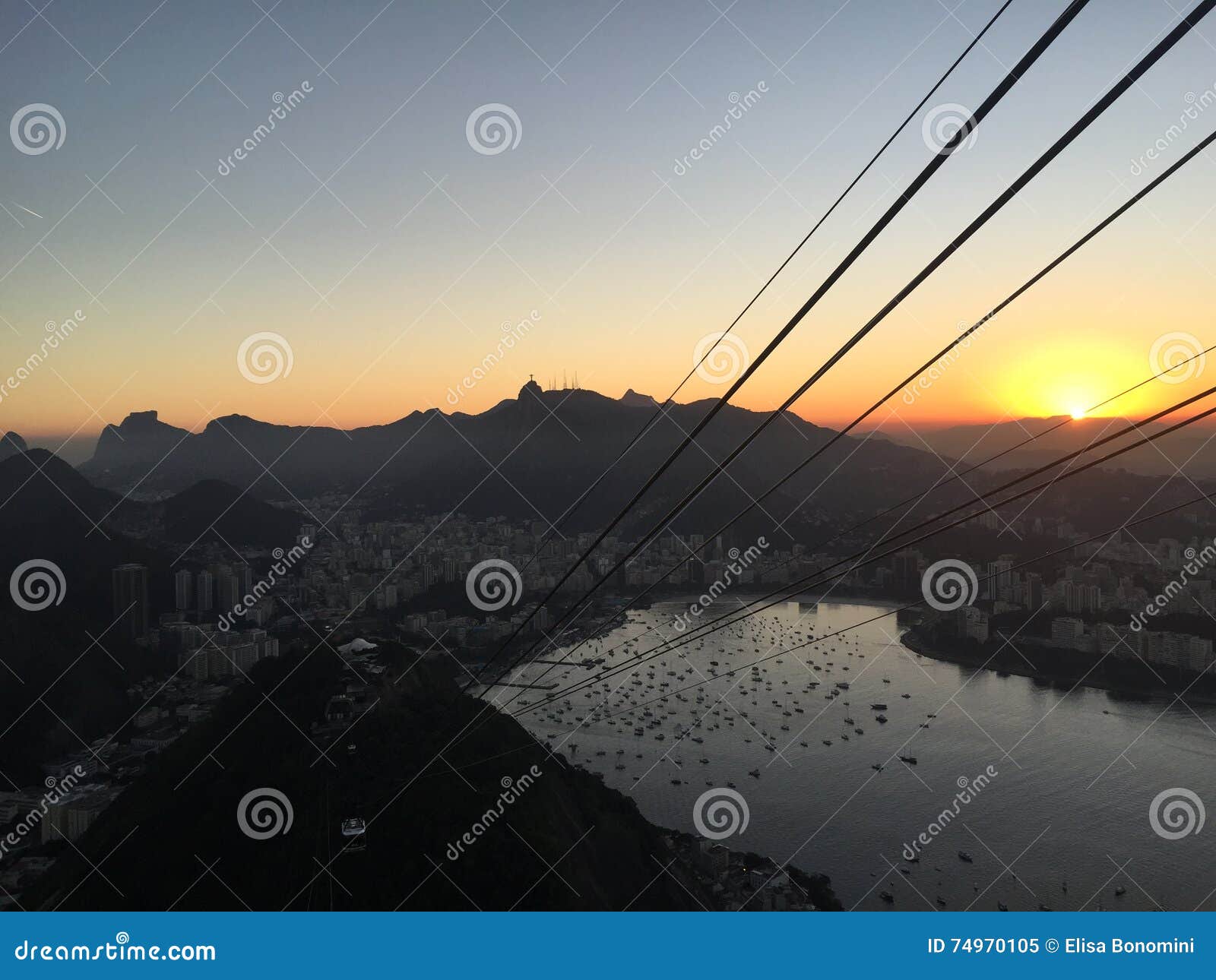 Rio de Janeiro at sunset stock image. Image of travel - 74970105