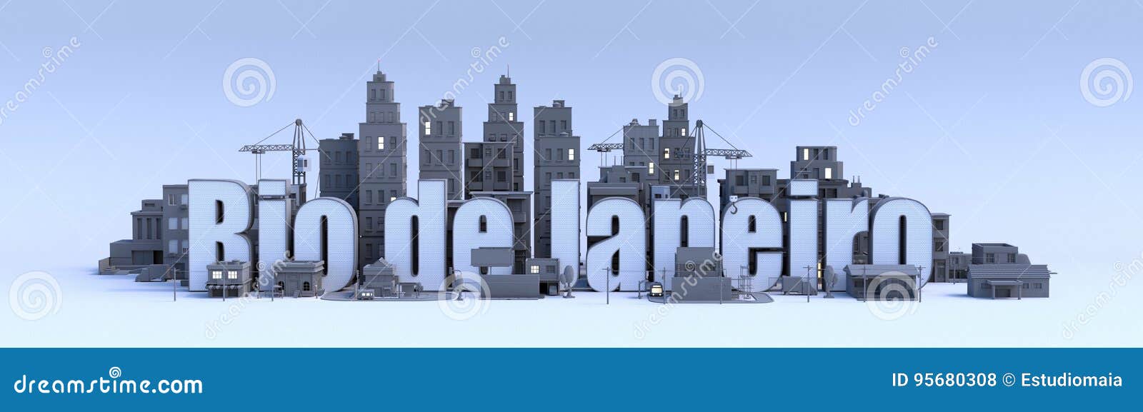 Rio De Janeiro Word, Text Name of the City in Middle of Buildings, 3d ...