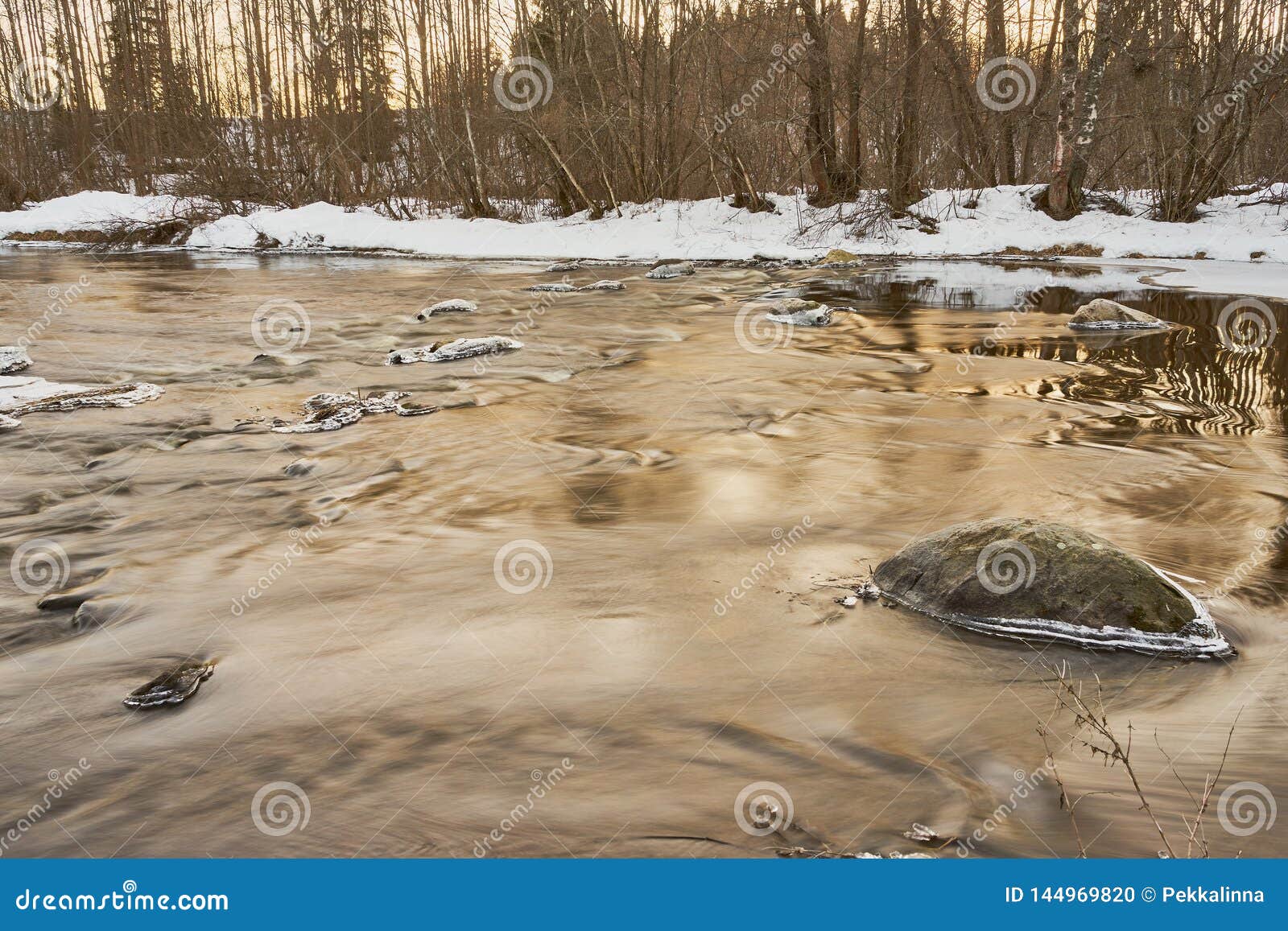 Rio inundado no campo foto de stock. Imagem de campo - 144969820
