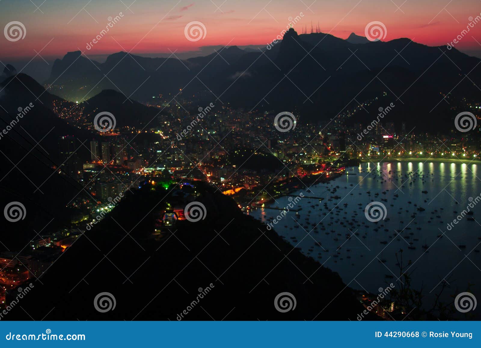Rio at night stock photo. Image of janeiro, hilltop, buildings - 44290668