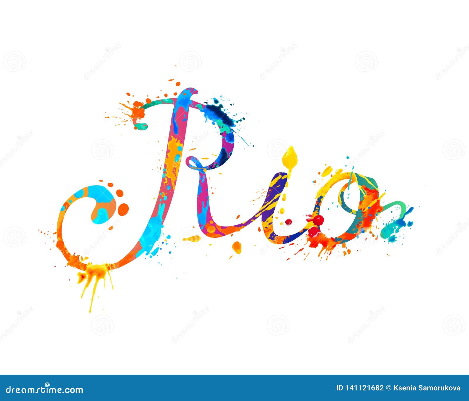 Rio. Word of Rainbow Splash Paint Stock Vector - Illustration of great ...