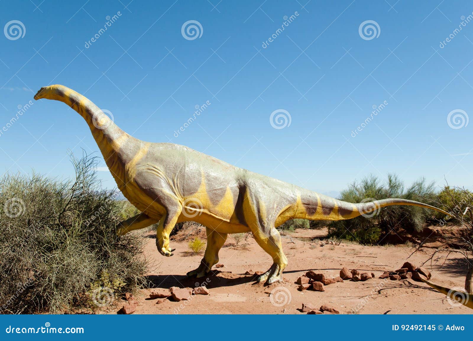 Riojasaurus Dinosaur Replica - Argentina Stock Image - Image of ...