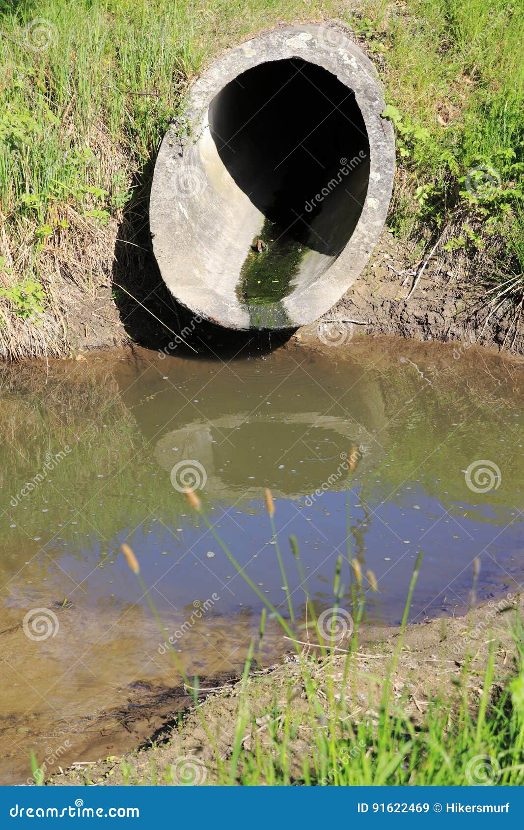 Rioolbuis met vuilwater stock afbeelding. Image of beek - 91622469