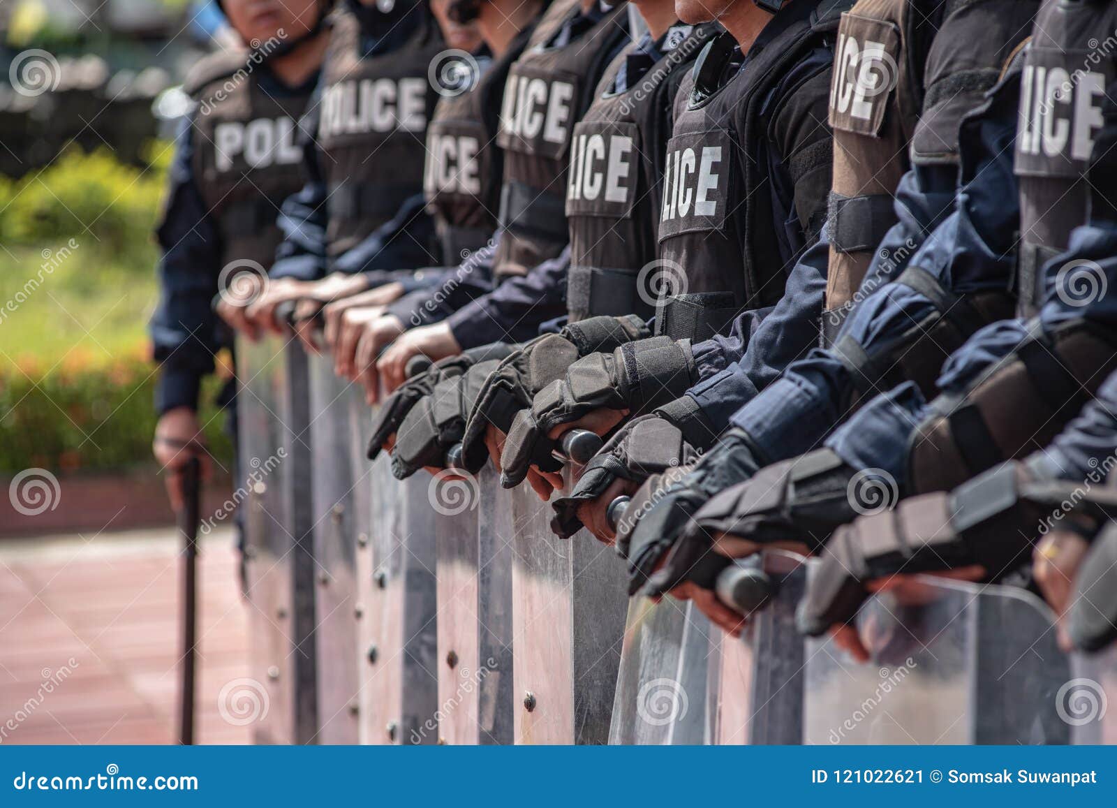 Riot Police Control the Crowd. Stock Image - Image of armed ...