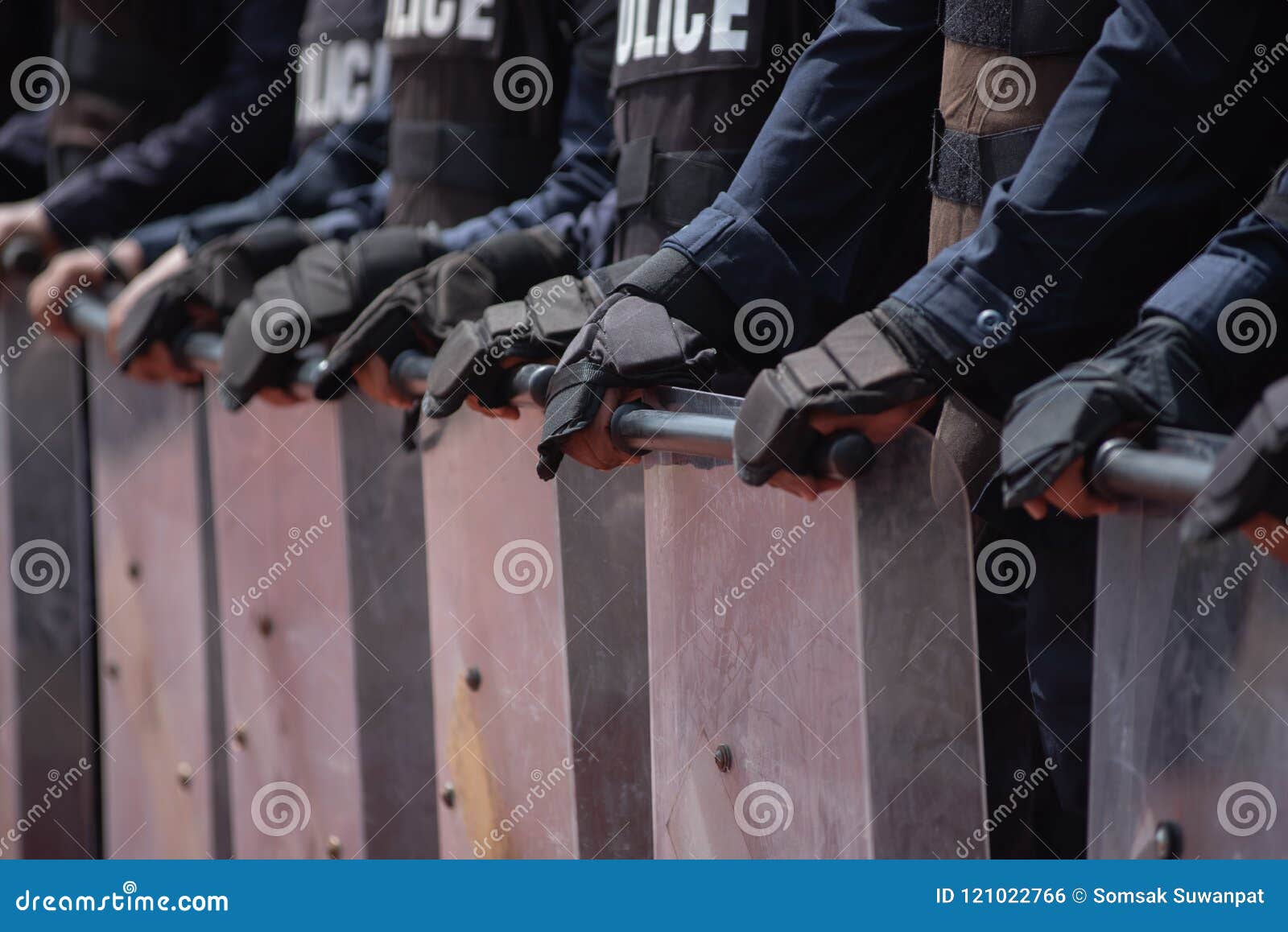 Riot Police Control the Crowd. Stock Photo - Image of insurrection ...