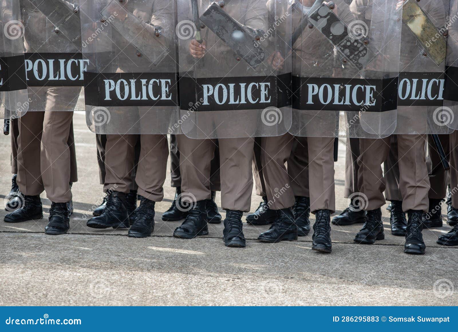 Riot Police Control the Crowd Stock Image - Image of batons, protest ...