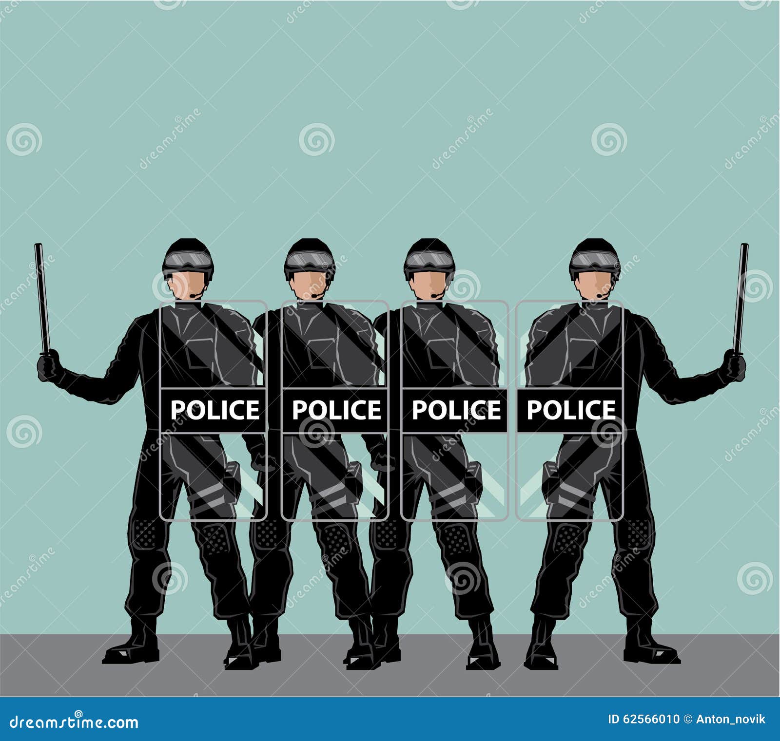 Riot Police With Activist Characters Cartoon Vector | CartoonDealer.com ...