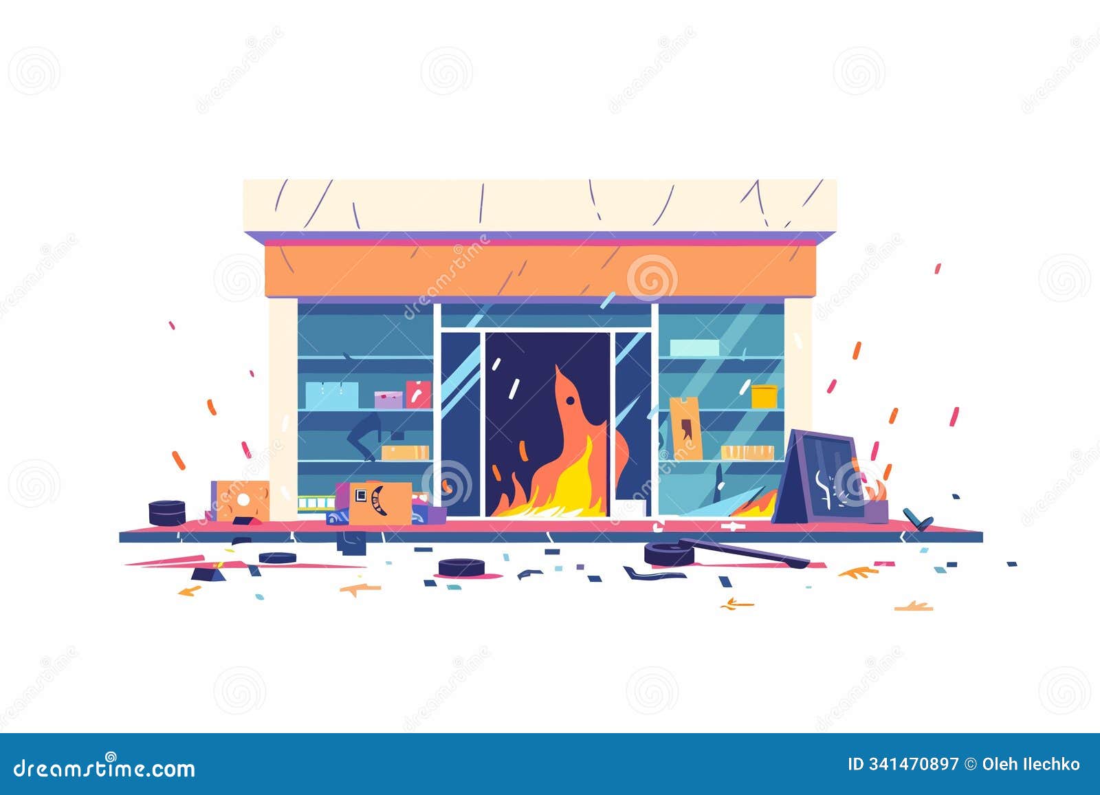 Riots Looting Shops Stock Image Isolated Vector Style Stock Vector ...