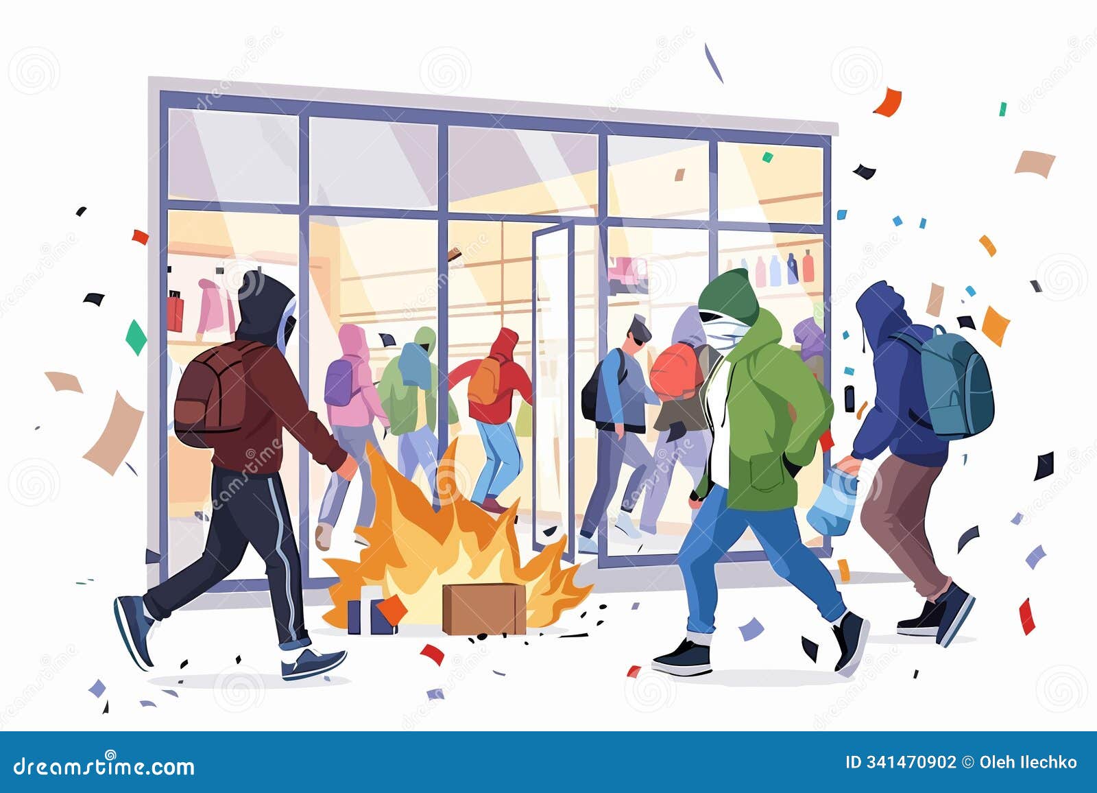 Riots Looting Shops Stock Image Isolated Vector Style | CartoonDealer ...