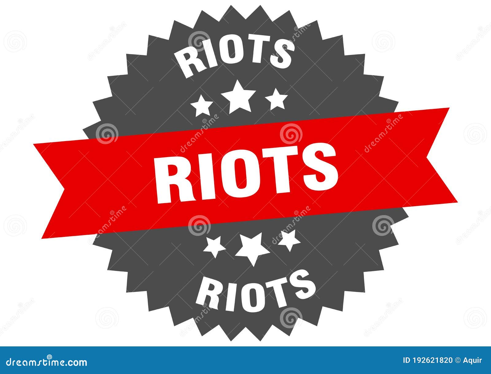 Riots Round Ribbon Isolated Label. Riots Sign. Cartoon Vector ...
