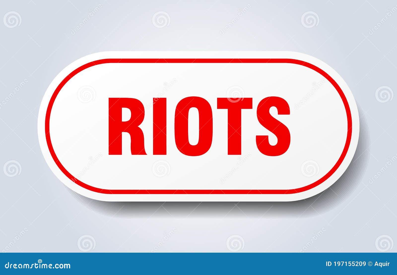 Riots Sign. Rounded Isolated Button. White Sticker Stock Vector ...