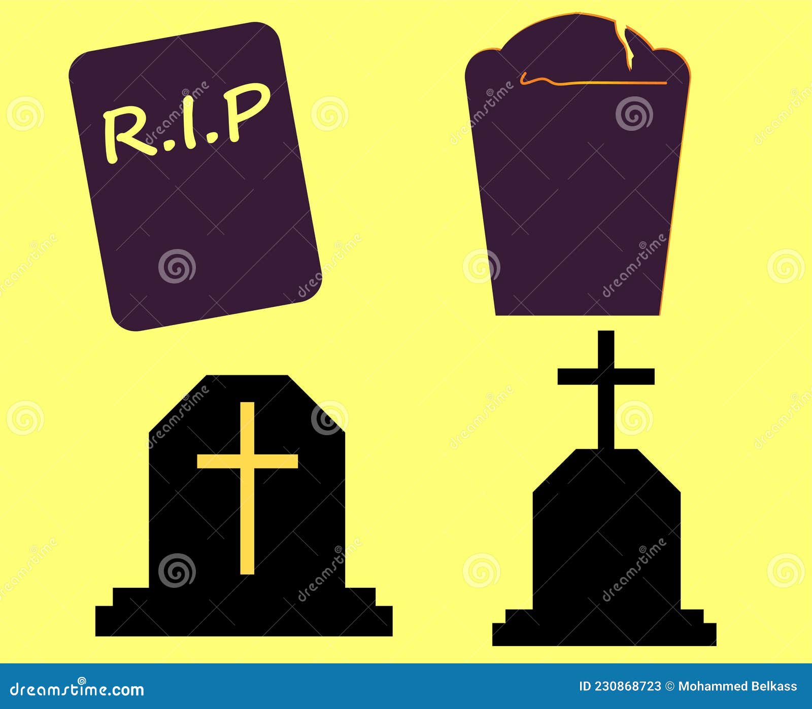 Tombs Black and Purple Objects Rip Signs Symbols Vector Stock ...