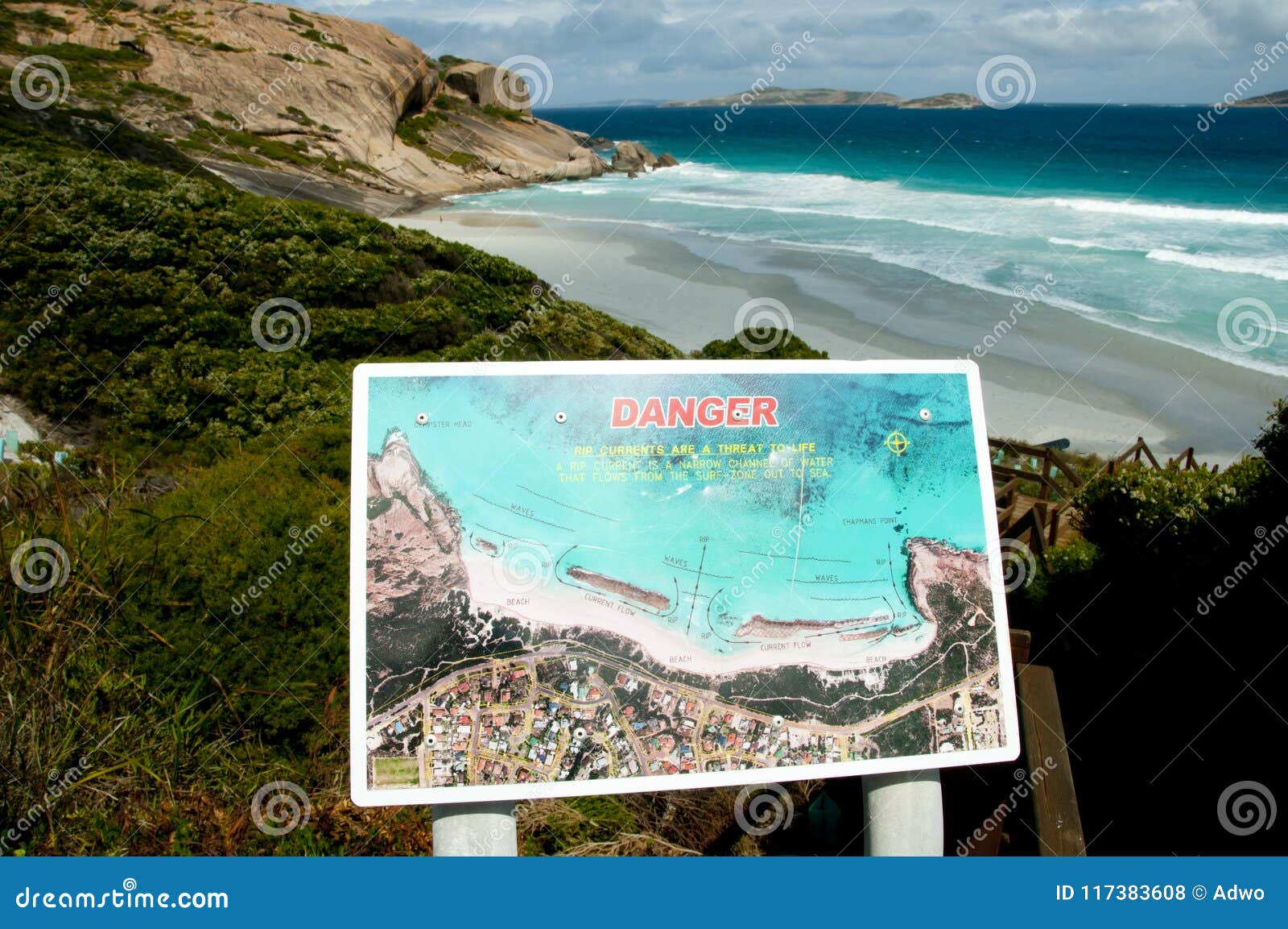 Rip Current Beach Sign stock photo. Image of tide, coast - 117383608