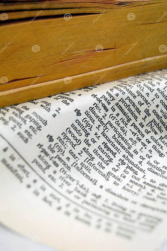 Rip dictionary page stock photo. Image of look, older, word - 981934