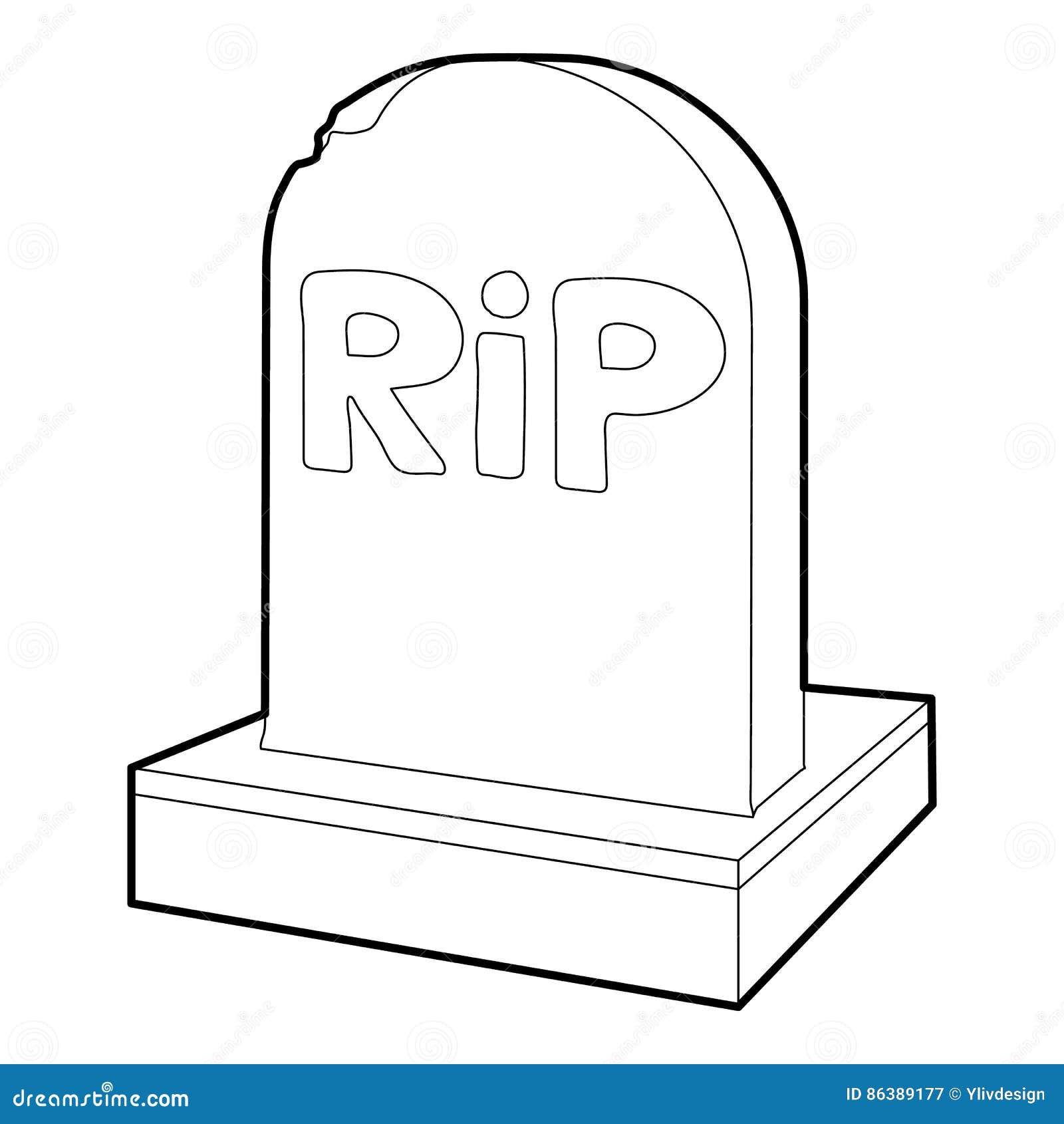 Rip icon, outline style stock vector. Illustration of burial - 86389177