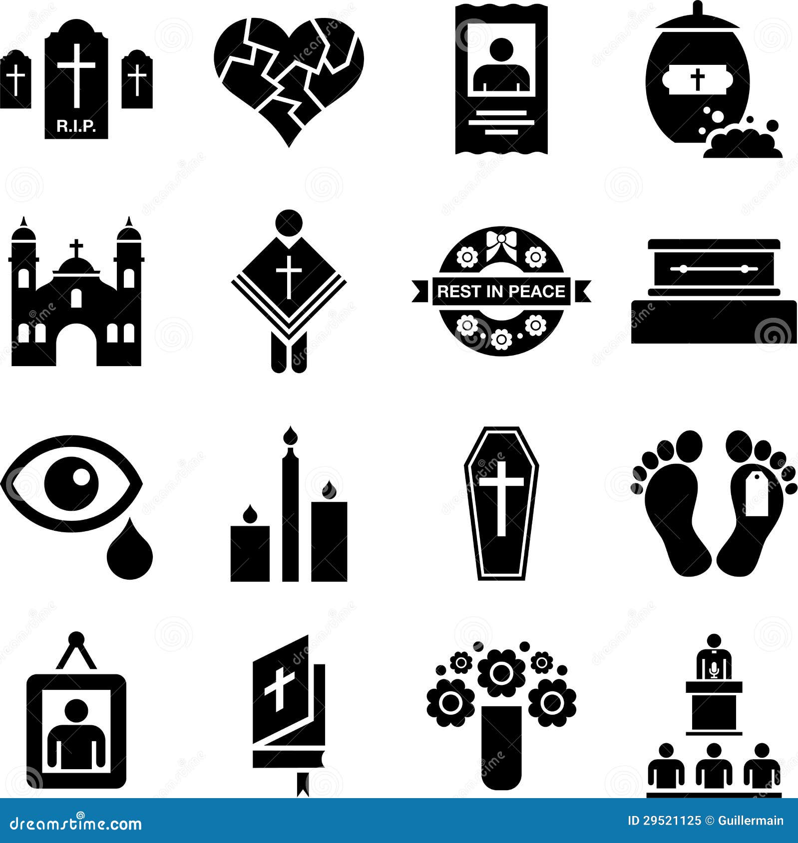 RIP icons stock vector. Illustration of candle, icon - 29521125