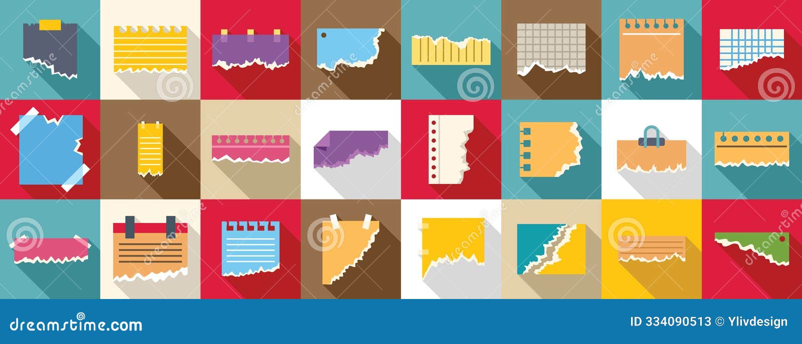 Rip Note Sheet Strip Icons Set. Torn Papers, Notes, Pieces of Paper ...