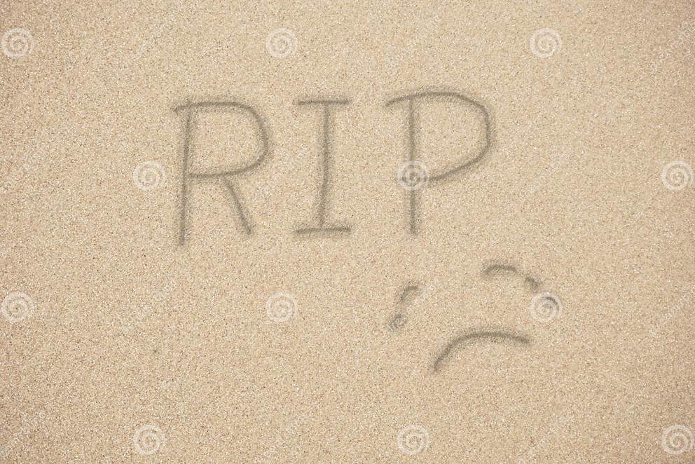 RIP, Rest in Peace, Handwriting on Sand Stock Image - Image of rough ...