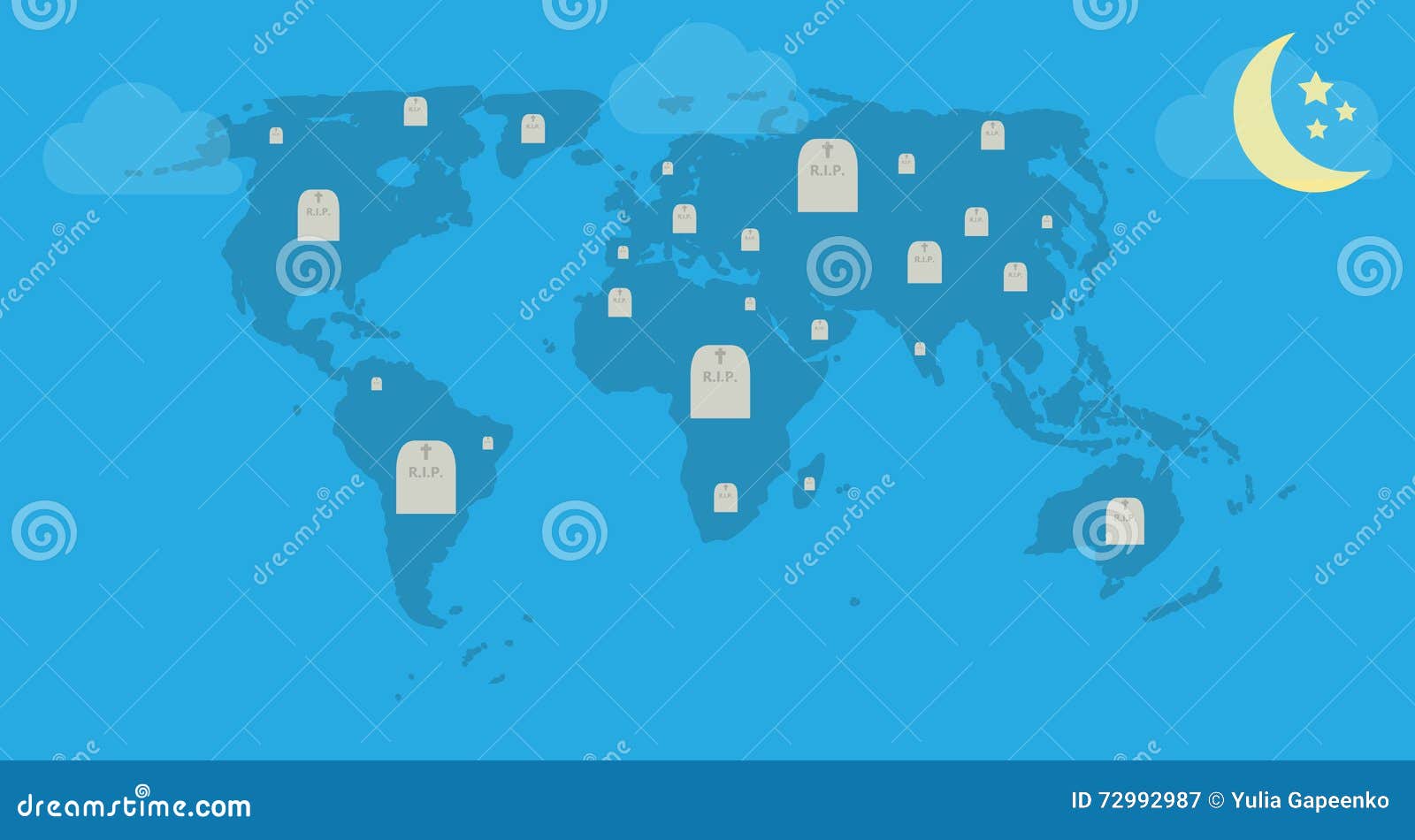 RIP. Tombs on the World Map. Vector Illustration Stock Vector ...