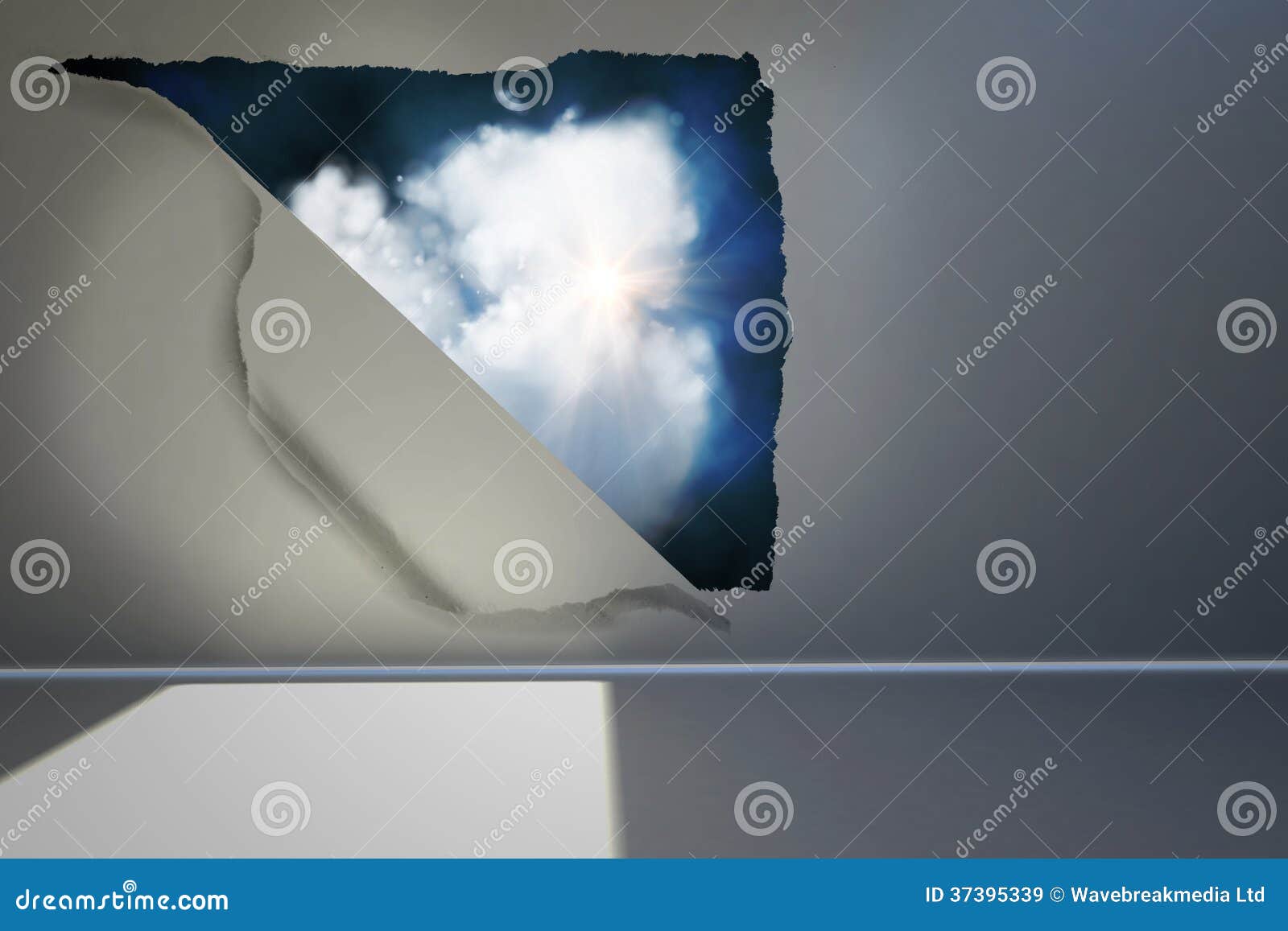 Rip on wall showing cloud stock illustration. Illustration of computing ...