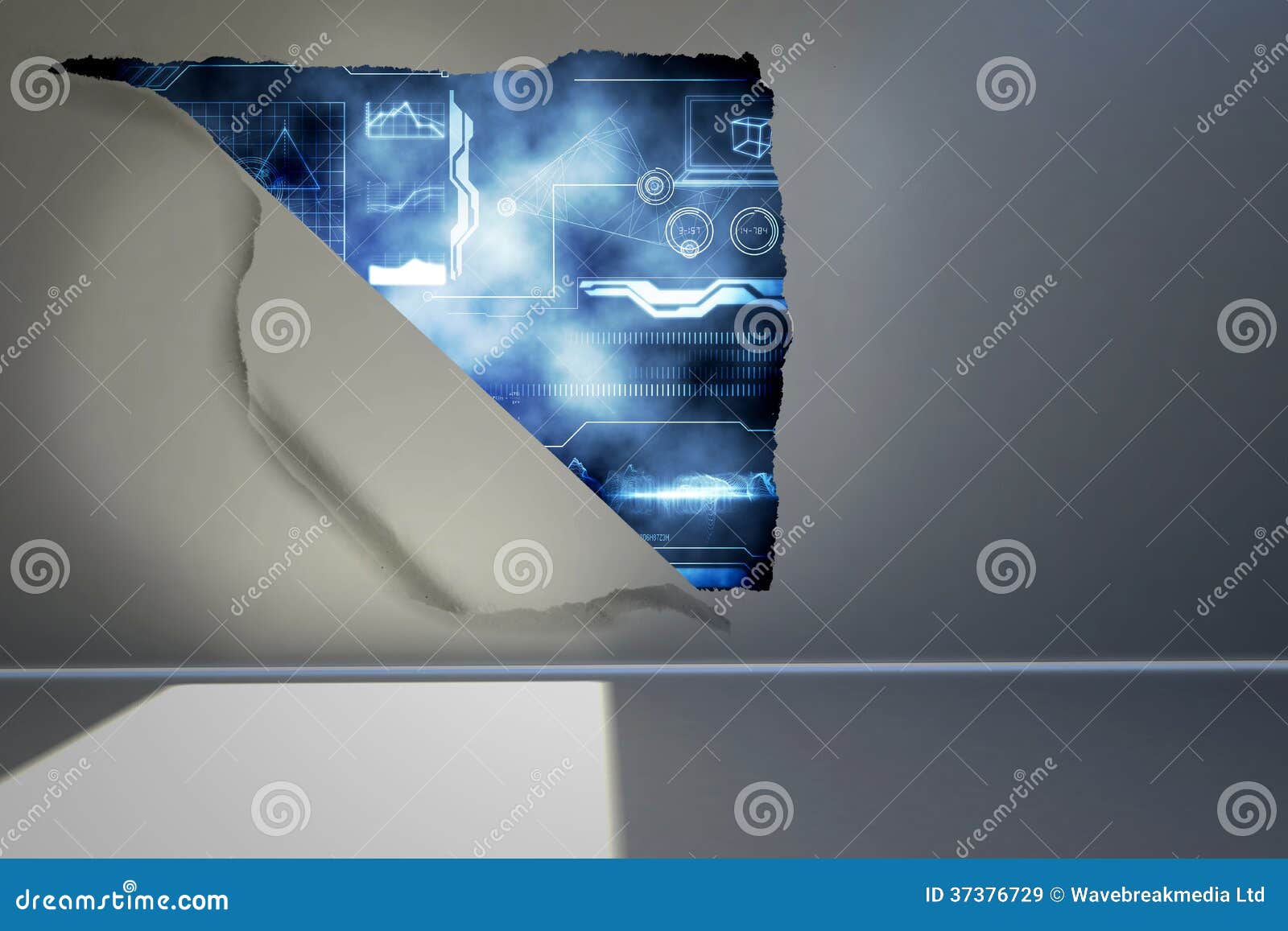 Rip On Wall Showing Technology Interface Stock Image | CartoonDealer ...