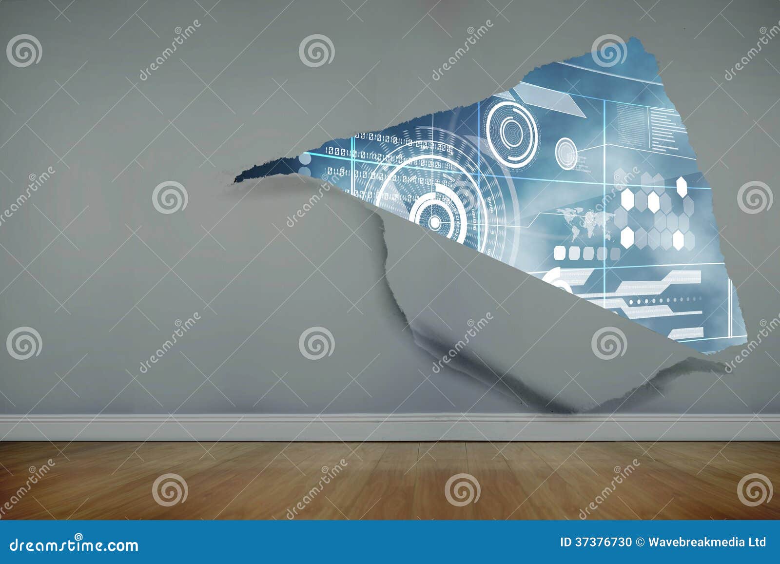 Rip On Wall Showing Technology Interface Stock Image | CartoonDealer ...