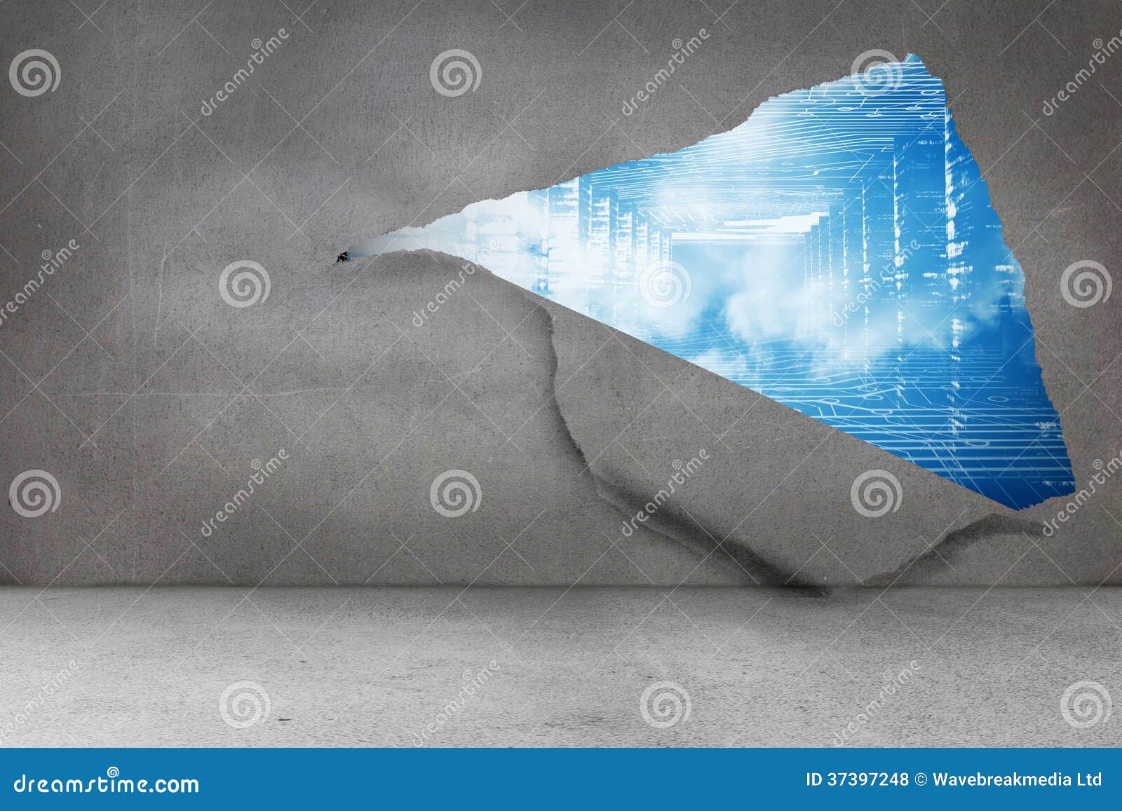 Rip on Wall Showing Interface Stock Illustration - Illustration of ...