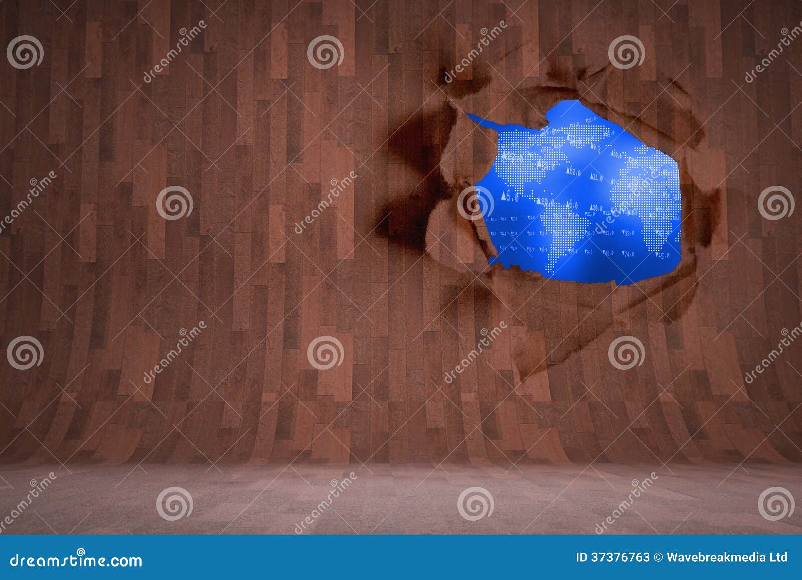 Rip on wall showing map stock illustration. Illustration of room - 37376763