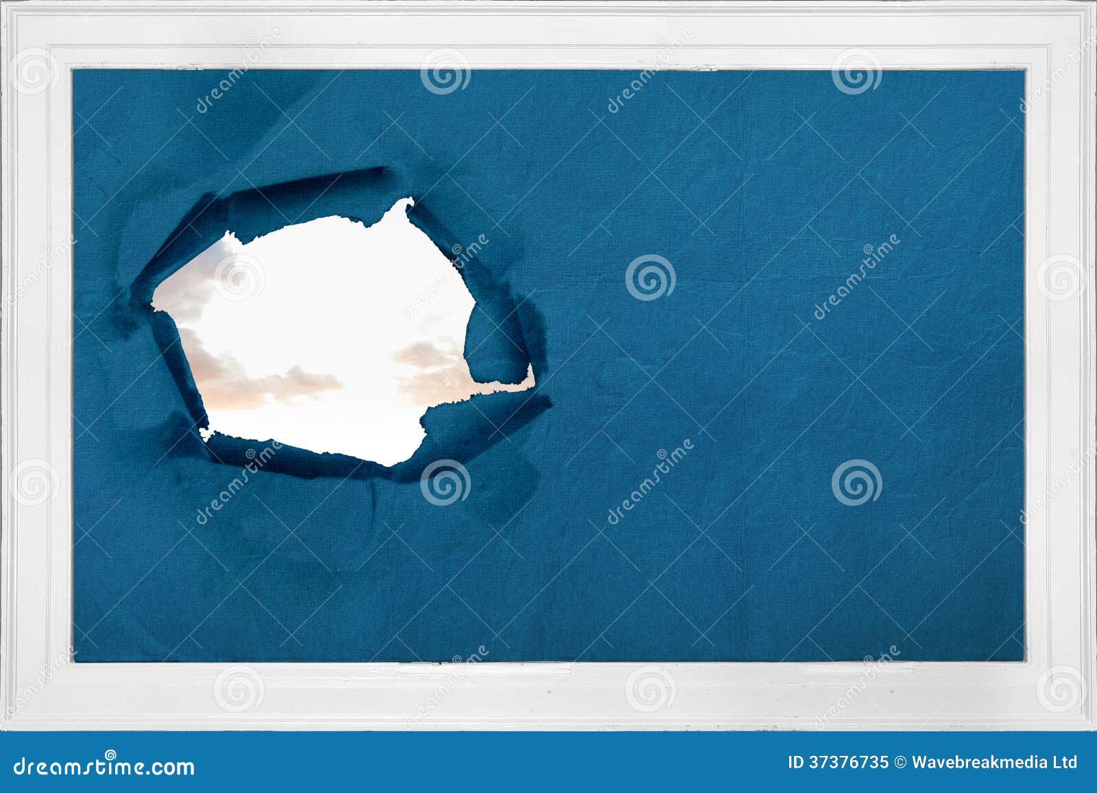 Rip on wall showing sky stock illustration. Illustration of digital ...
