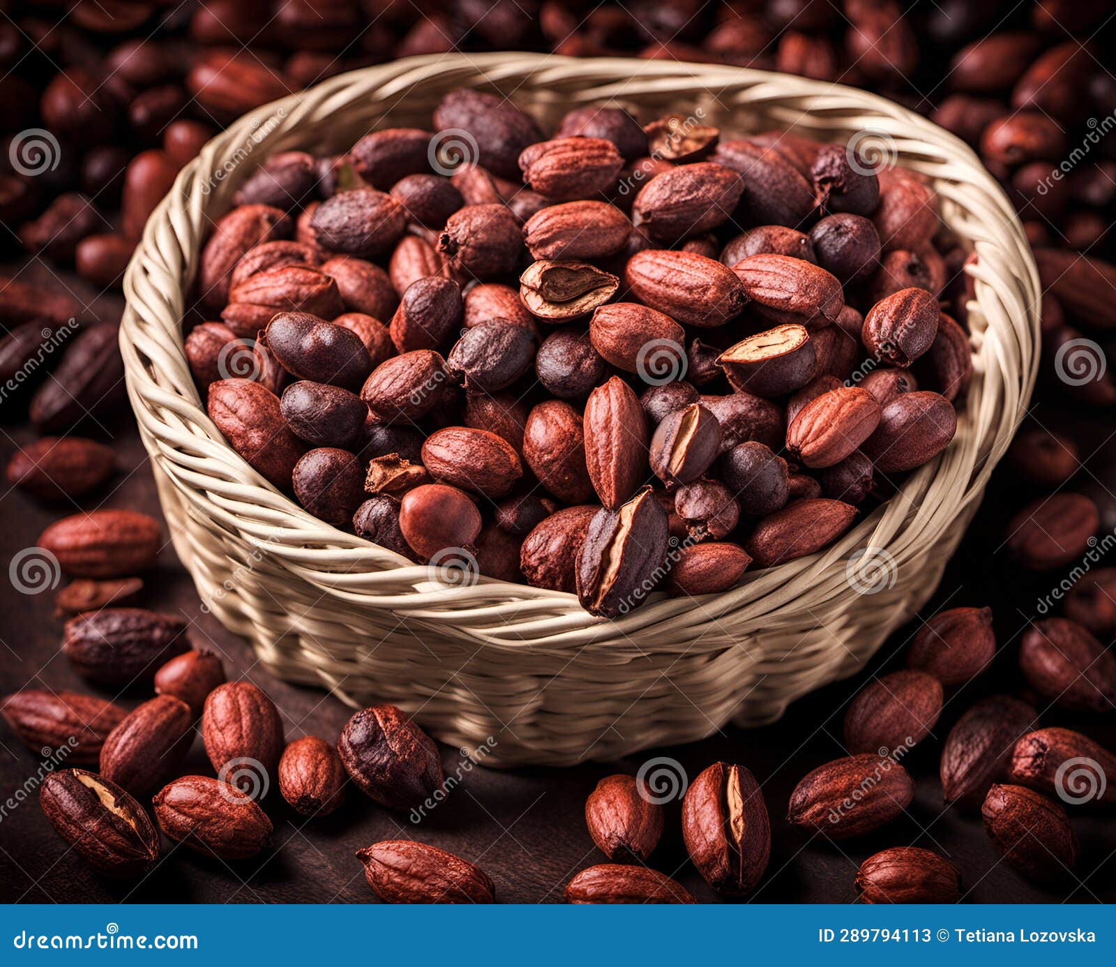 Ripe Appetizing Cocoa Beans in an Overflowing Basket, AI Stock Image ...