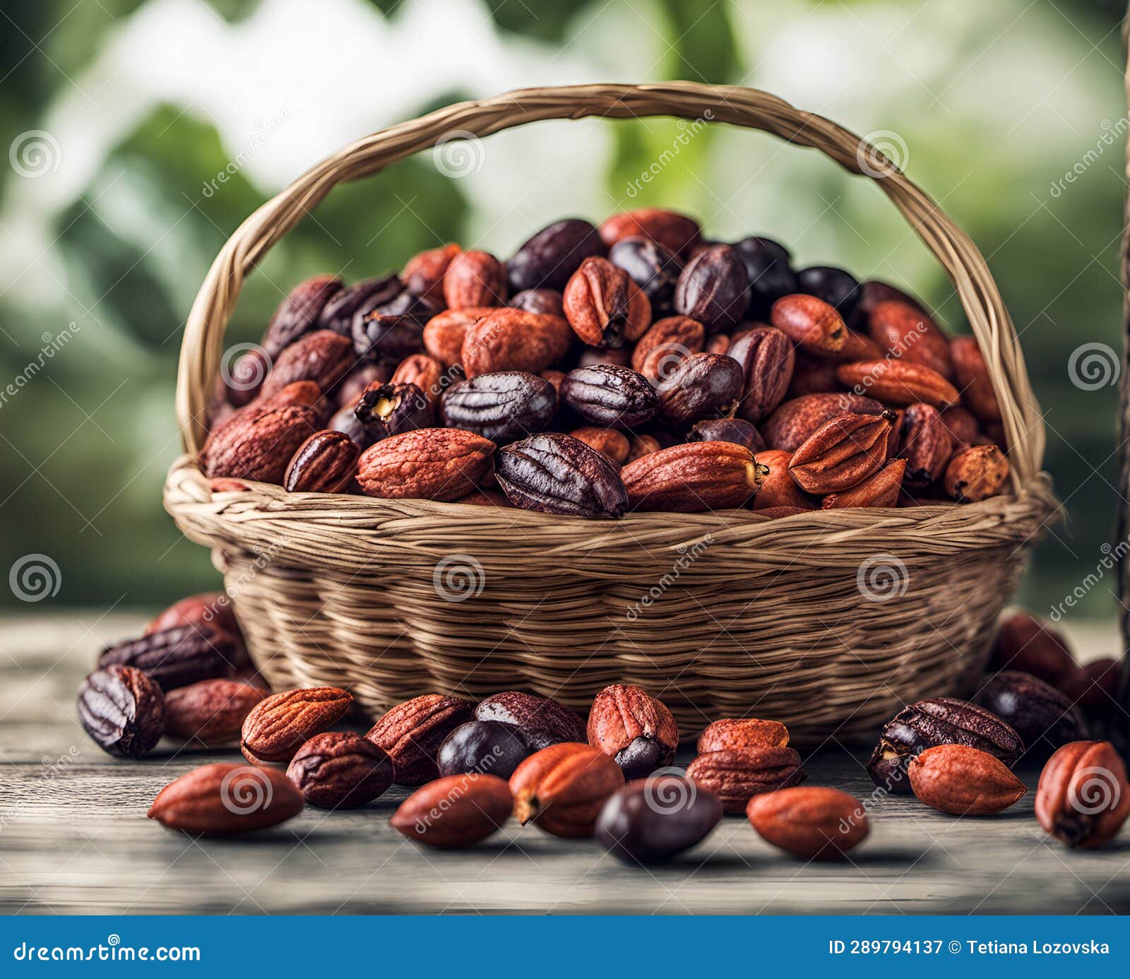 Ripe Appetizing Cocoa Beans in an Overflowing Basket, AI Stock ...