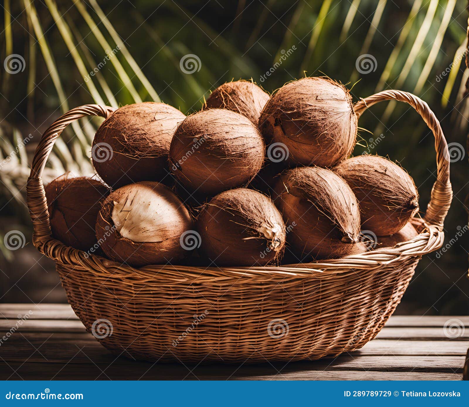Ripe Appetizing Coconuts in an Overflowing Basket, AI Stock ...