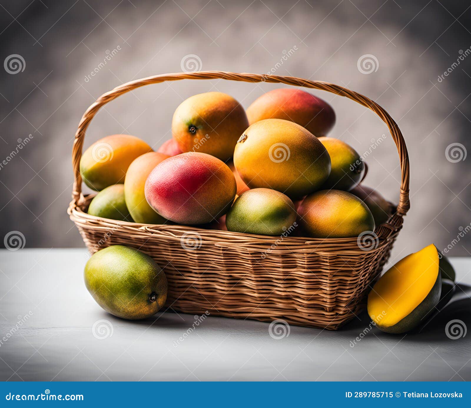 Ripe Appetizing Mango Fruit in an Overflowing Basket, AI Stock Image ...