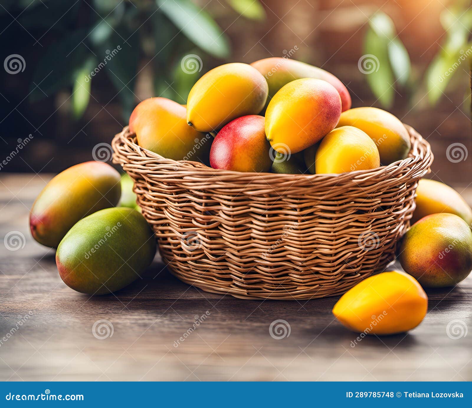 Ripe Appetizing Mango Fruit in an Overflowing Basket, AI Stock Photo ...