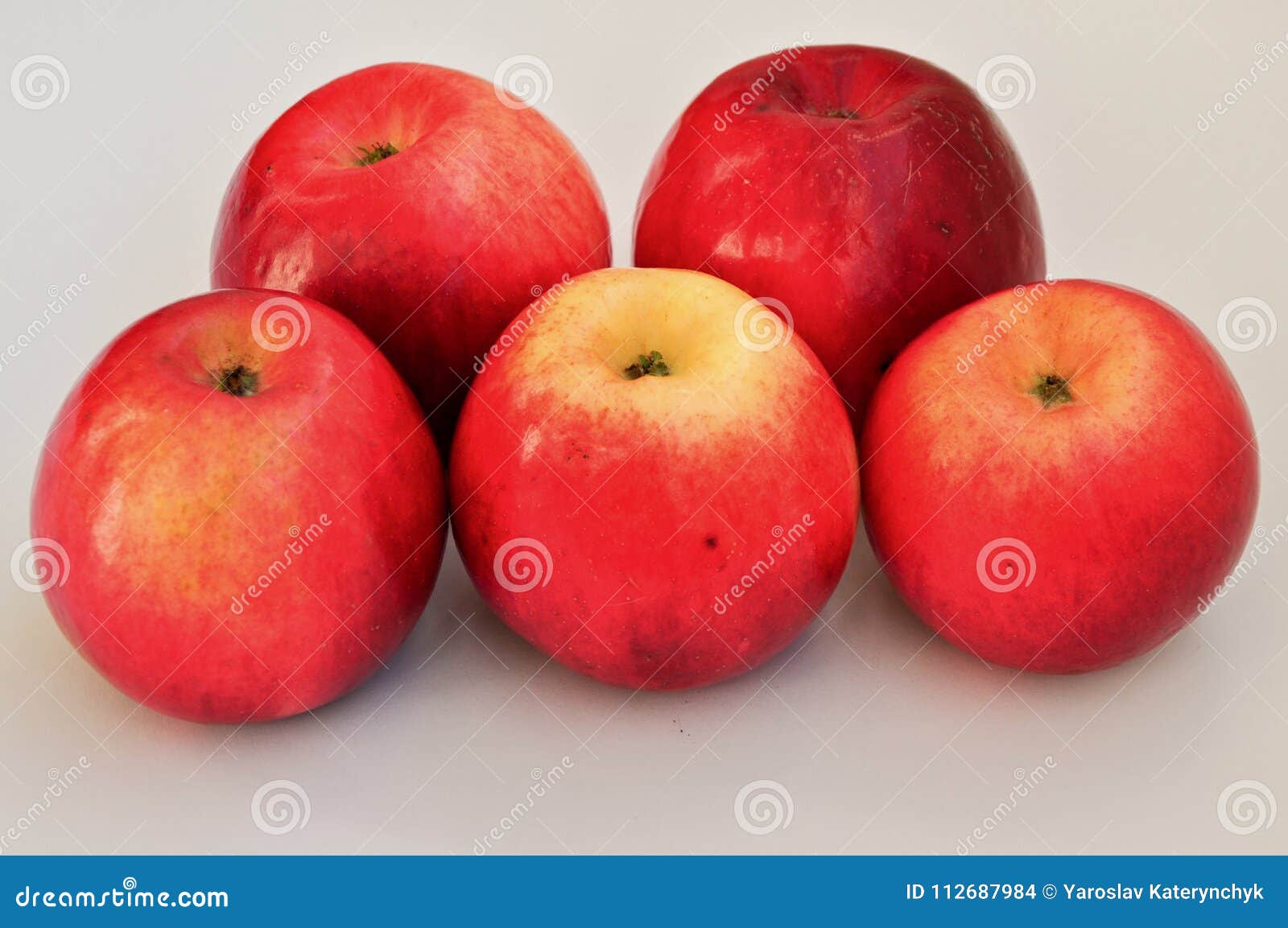 Five red apples. stock photo. Image of picking, five - 112687984