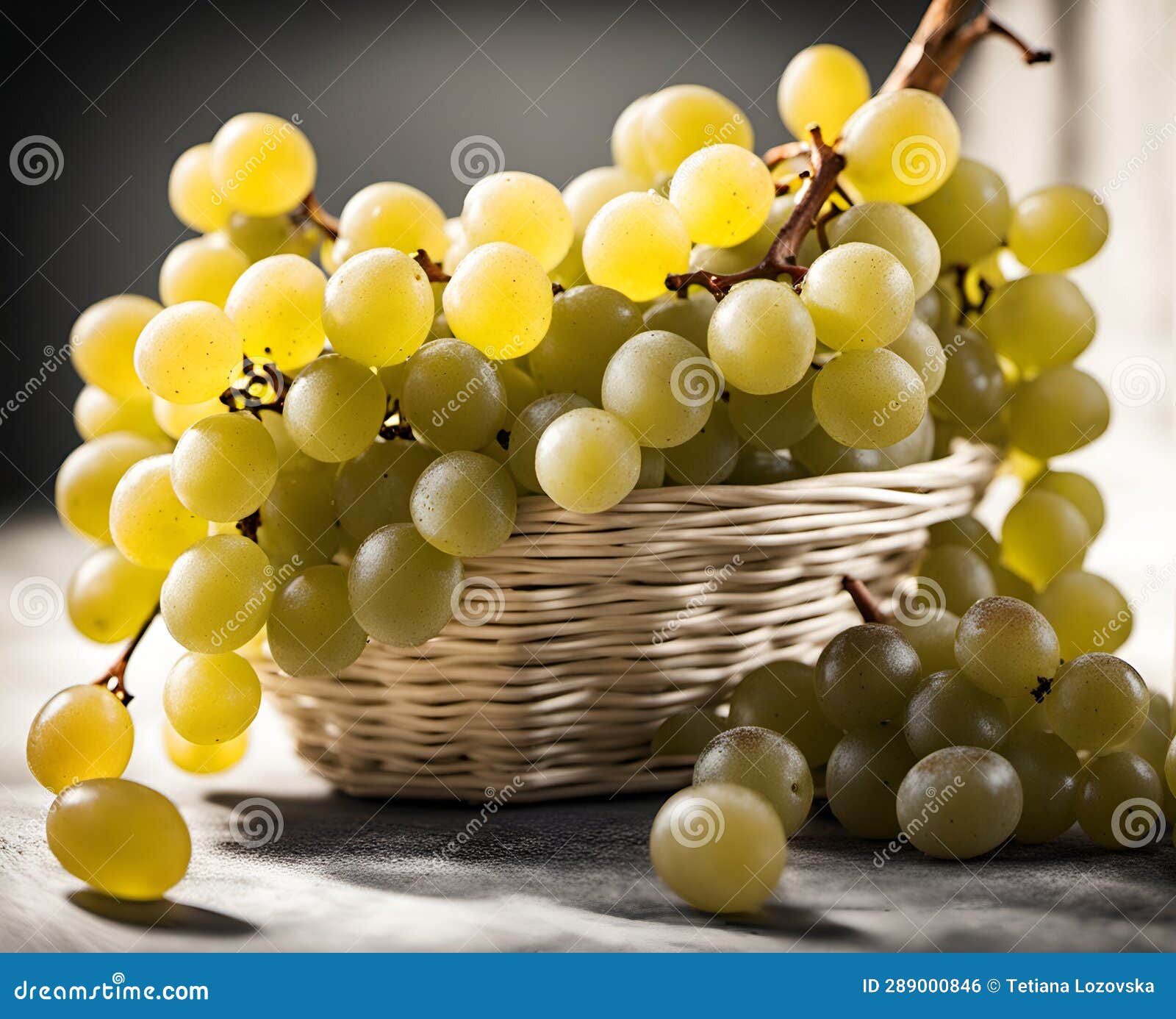 Ripe Appetizing White Grape Berries in an Overflowing Basket, AI Stock ...