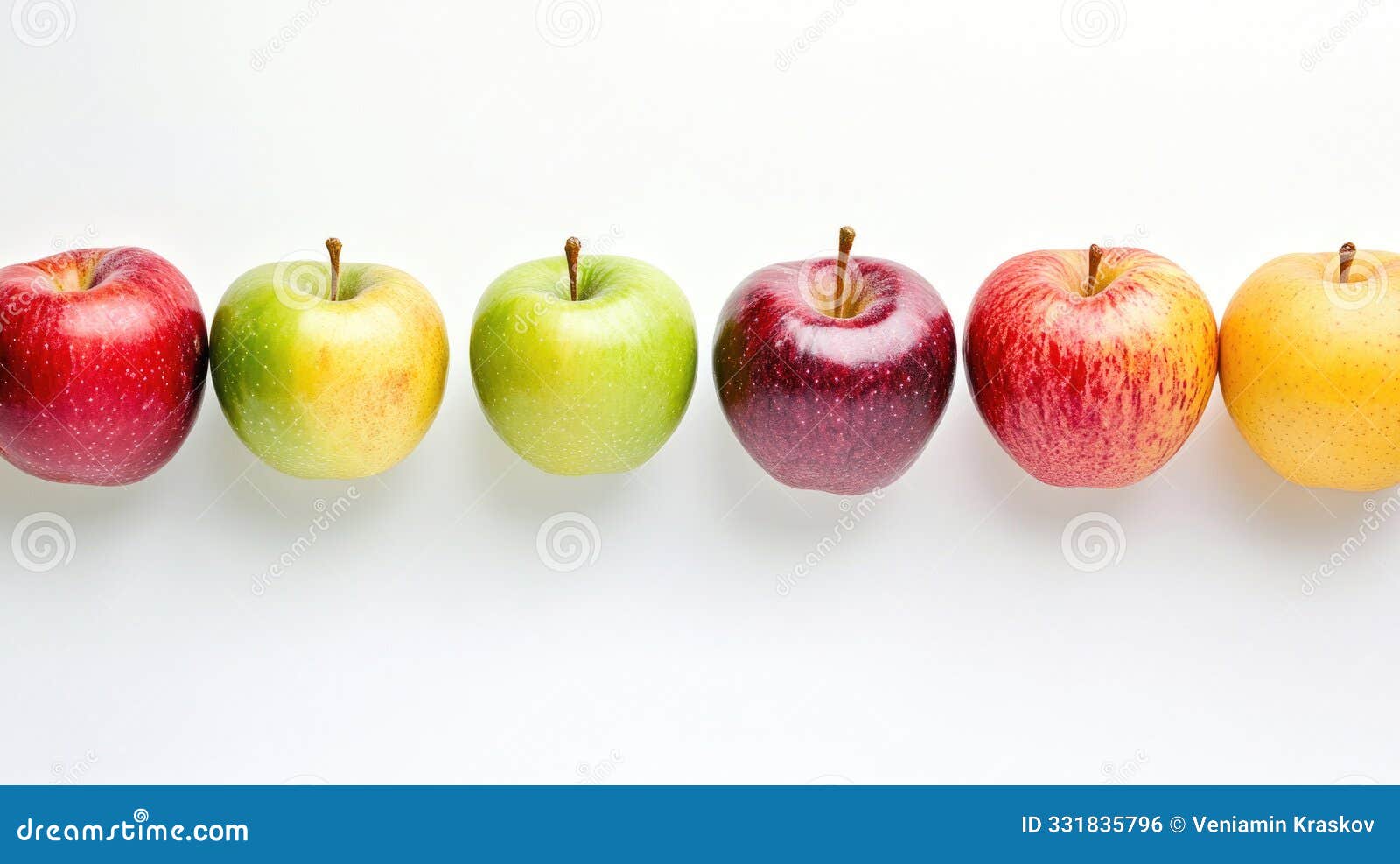 Ripe Apples of Various Types in a Row Stock Illustration - Illustration ...