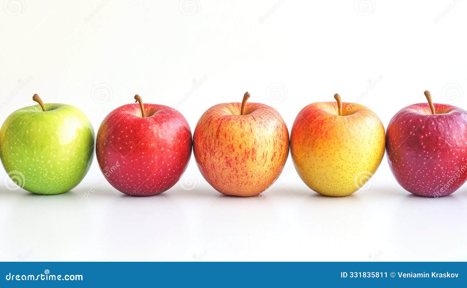 Ripe Apples of Various Types in a Row Stock Illustration - Illustration ...