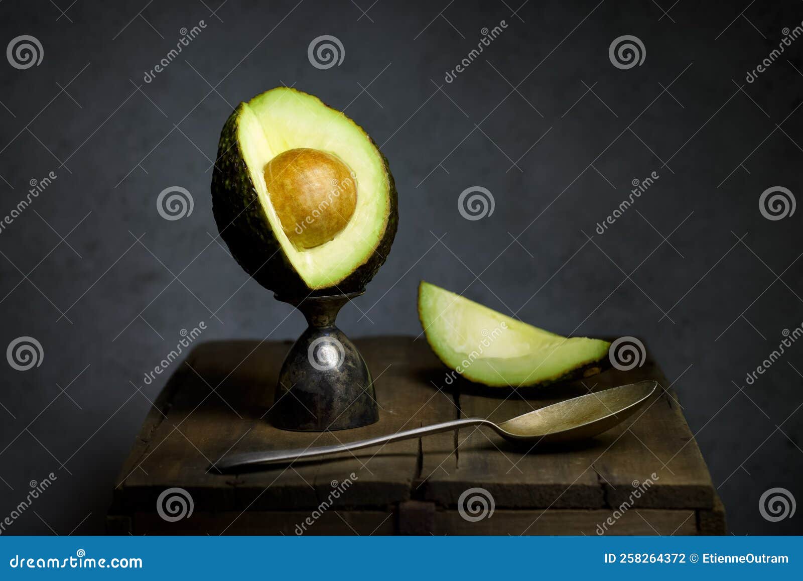 Ripe Avocado Cut Open with a Spoon Still Life Stock Photo - Image of ...