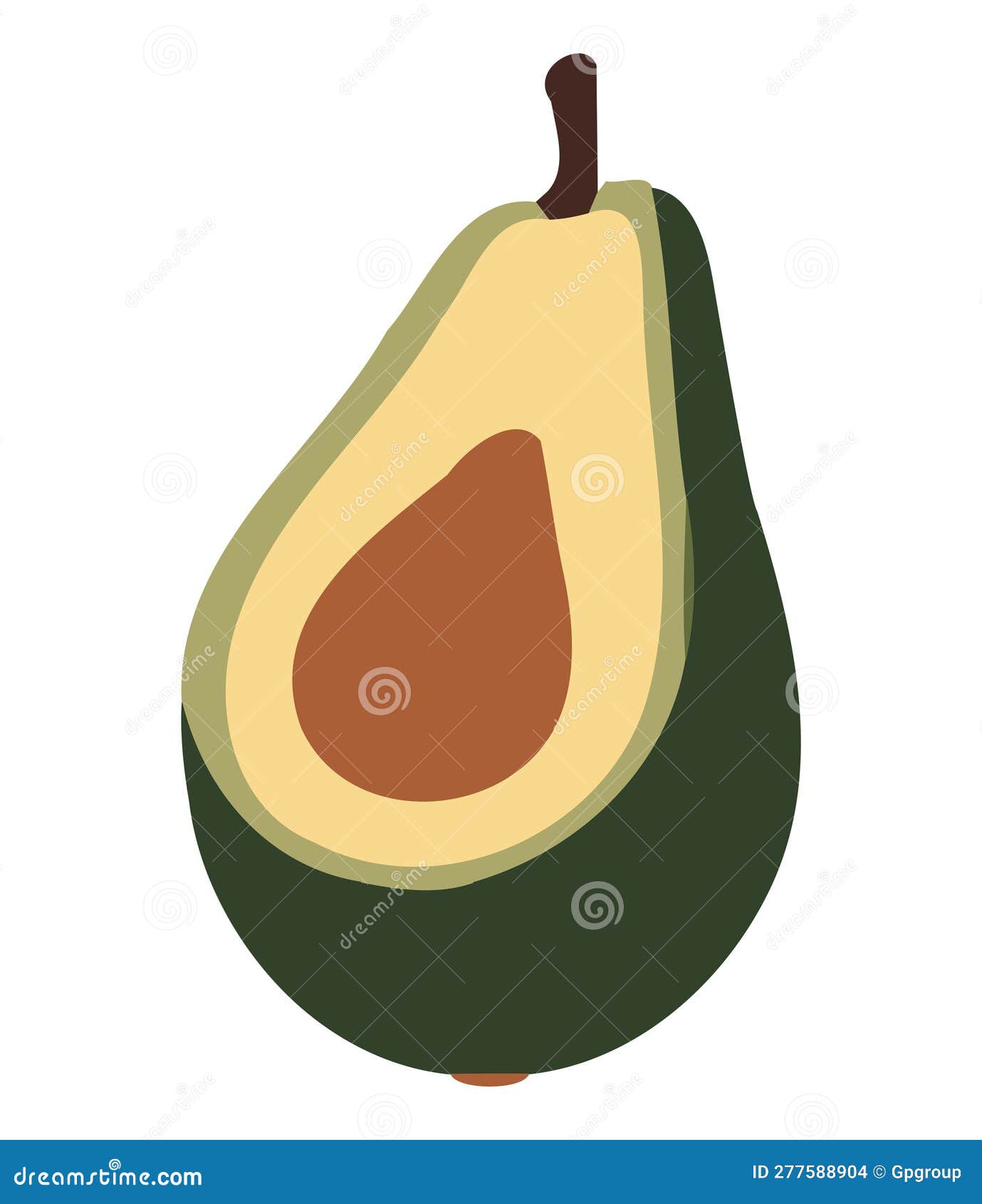 Avocado Slice Vector Hand Drawn Vector Illustration. Tropical Summer ...